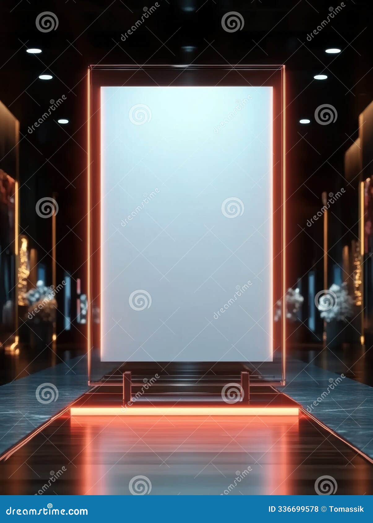 Futuristic Corridor with Illuminated Frame in Modern, Sleek Interior ...