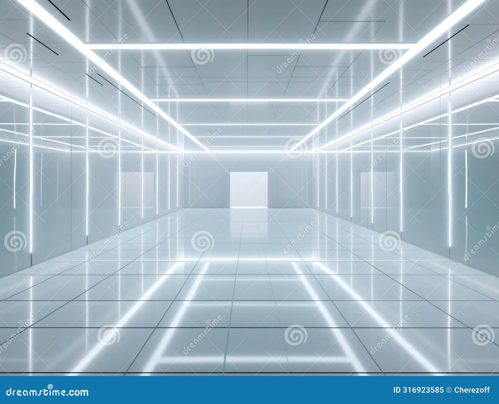 Futuristic Corridor with Illuminated Lines Stock Image - Image of ...