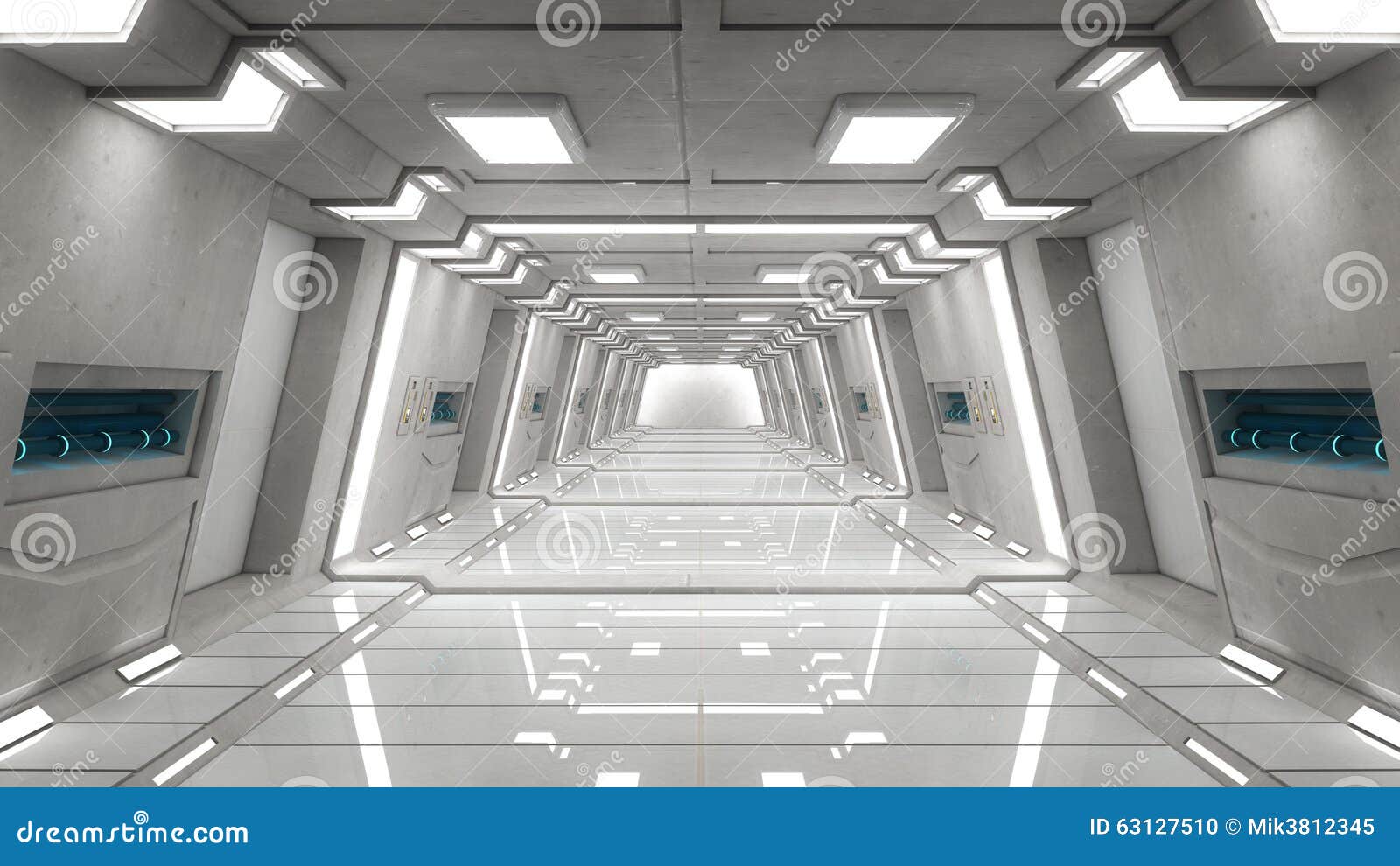 Futuristic Corridor Interior Stock Photo - Image of station, future ...