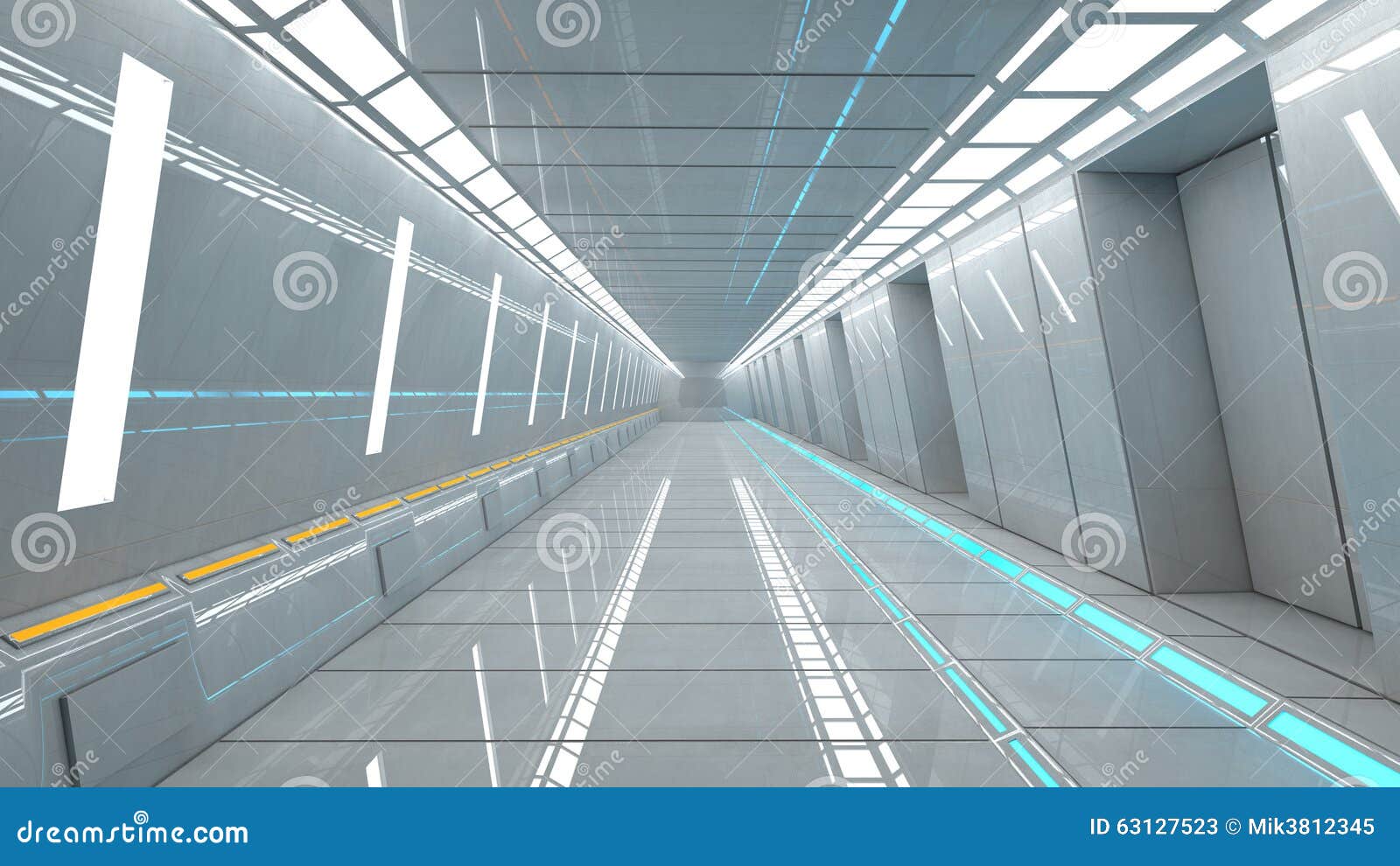 Futuristic Corridor Interior Stock Image - Image of scifi, perspective ...