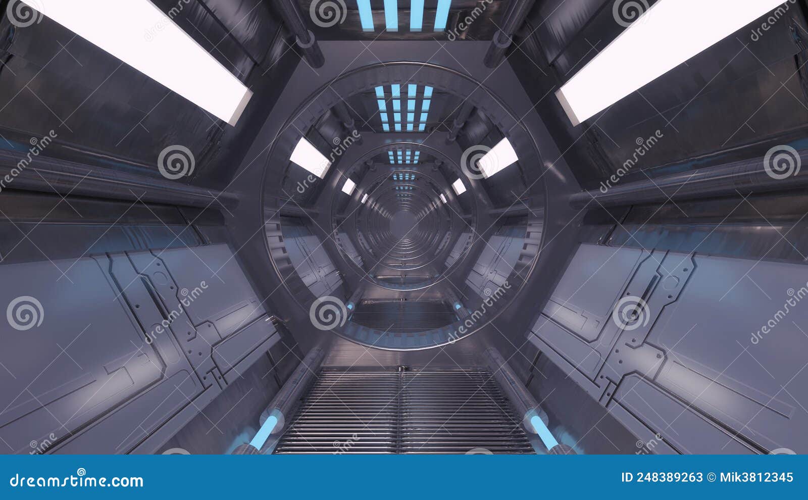 Futuristic Corridor Interior Design Stock Illustration - Illustration ...