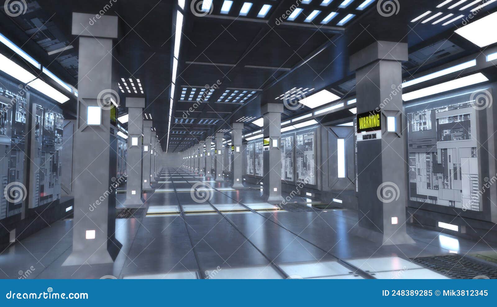 Futuristic Corridor Interior Design Stock Illustration - Illustration ...