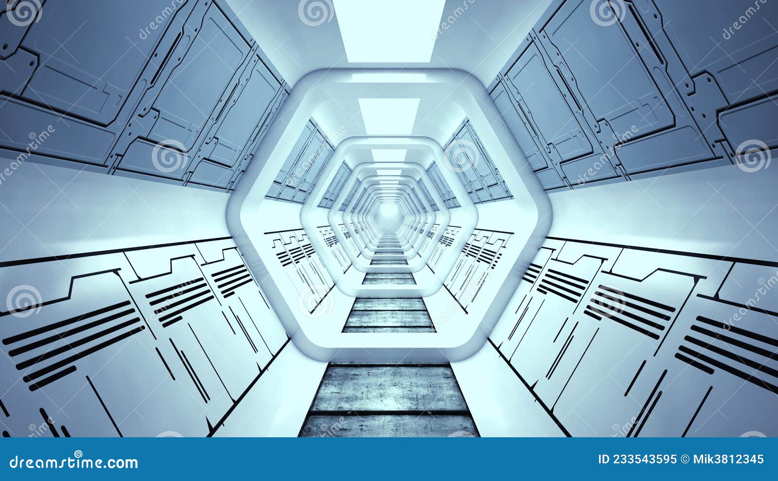Futuristic Corridor Interior Design Stock Illustration - Illustration ...