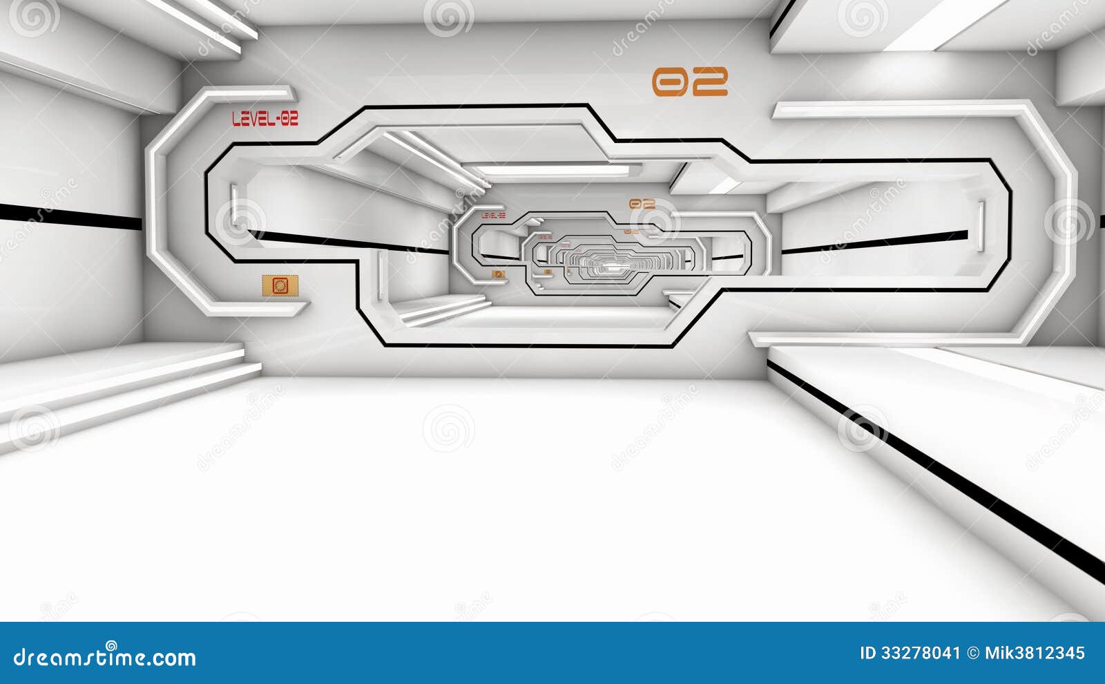 Futuristic corridor SCIFI stock illustration. Illustration of pure ...