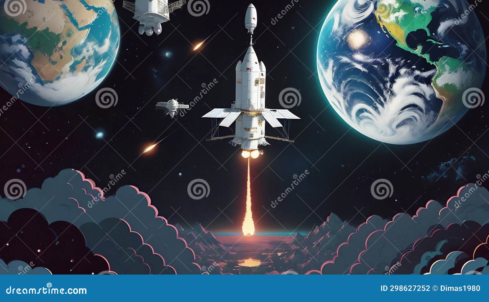 Futuristic Cosmic Animation with Rocket Launcher. AI Generated ...