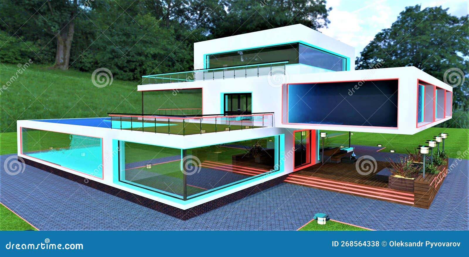 Futuristic Country Spa Mansion Constructed in a Forest on the Green ...