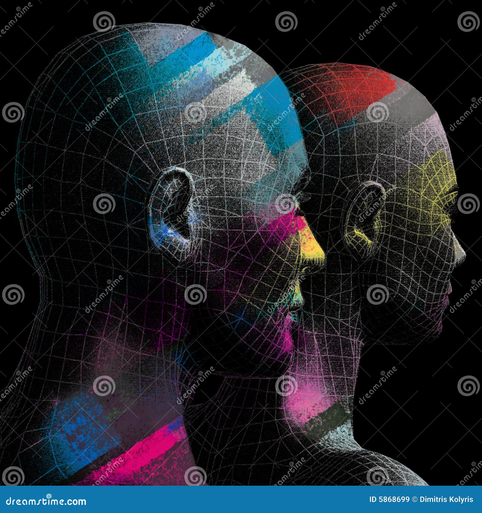Futuristic couple stock illustration. Illustration of brush - 5868699