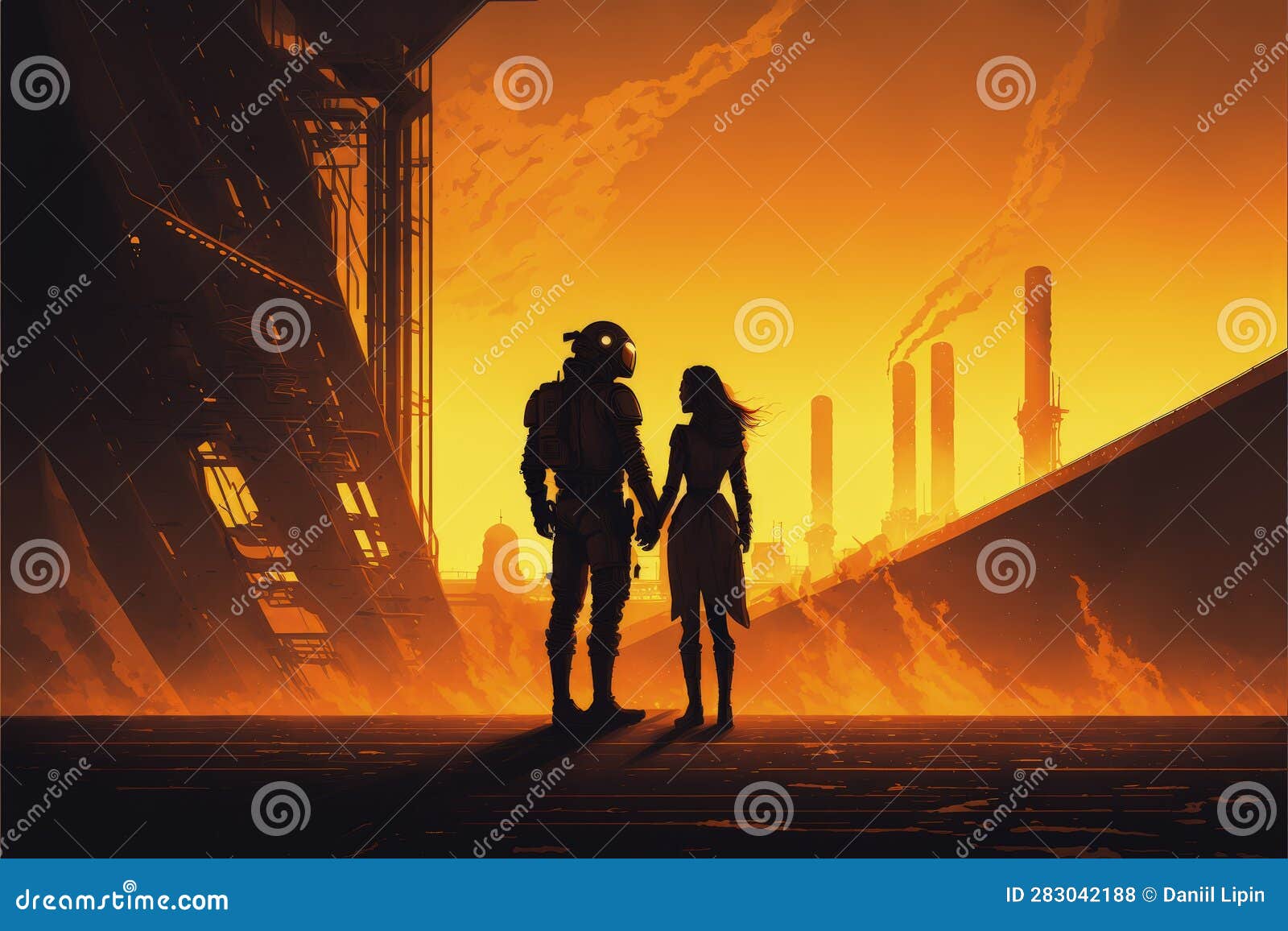 Futuristic Couple Silhouette Stock Illustration | CartoonDealer.com ...