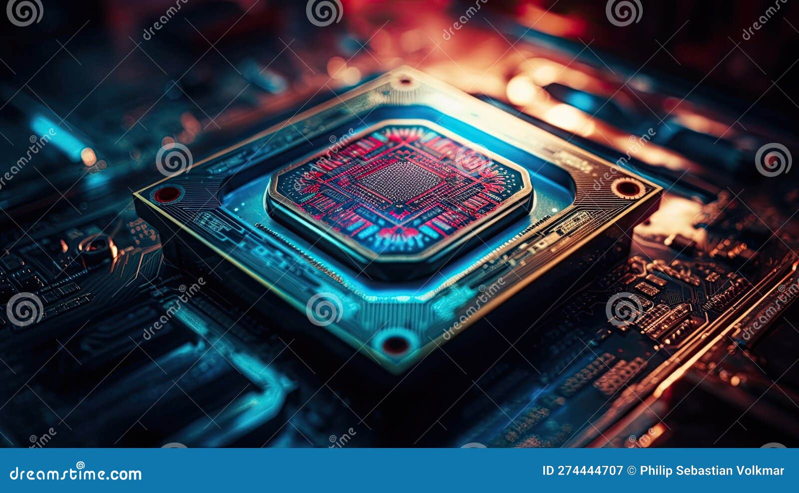 Futuristic CPU with Intricate Circuitry Patterns and Glowing Lights ...