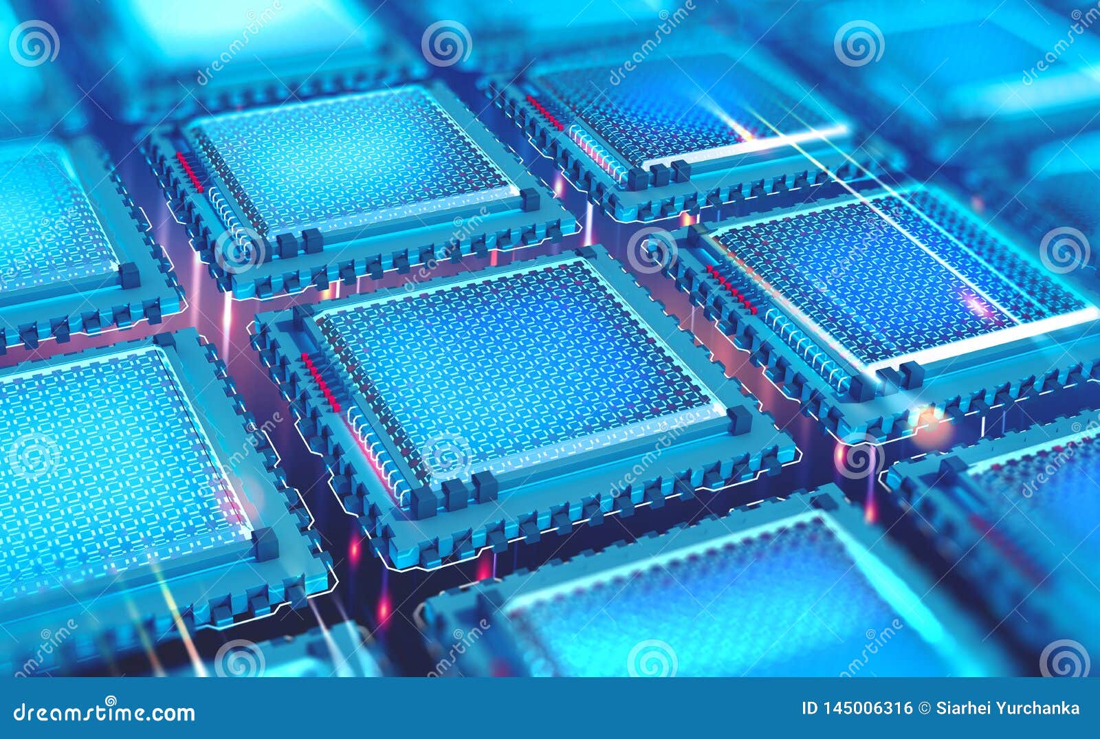 Futuristic CPU. Quantum Processor in the Global Computer Network Stock Illustration ...