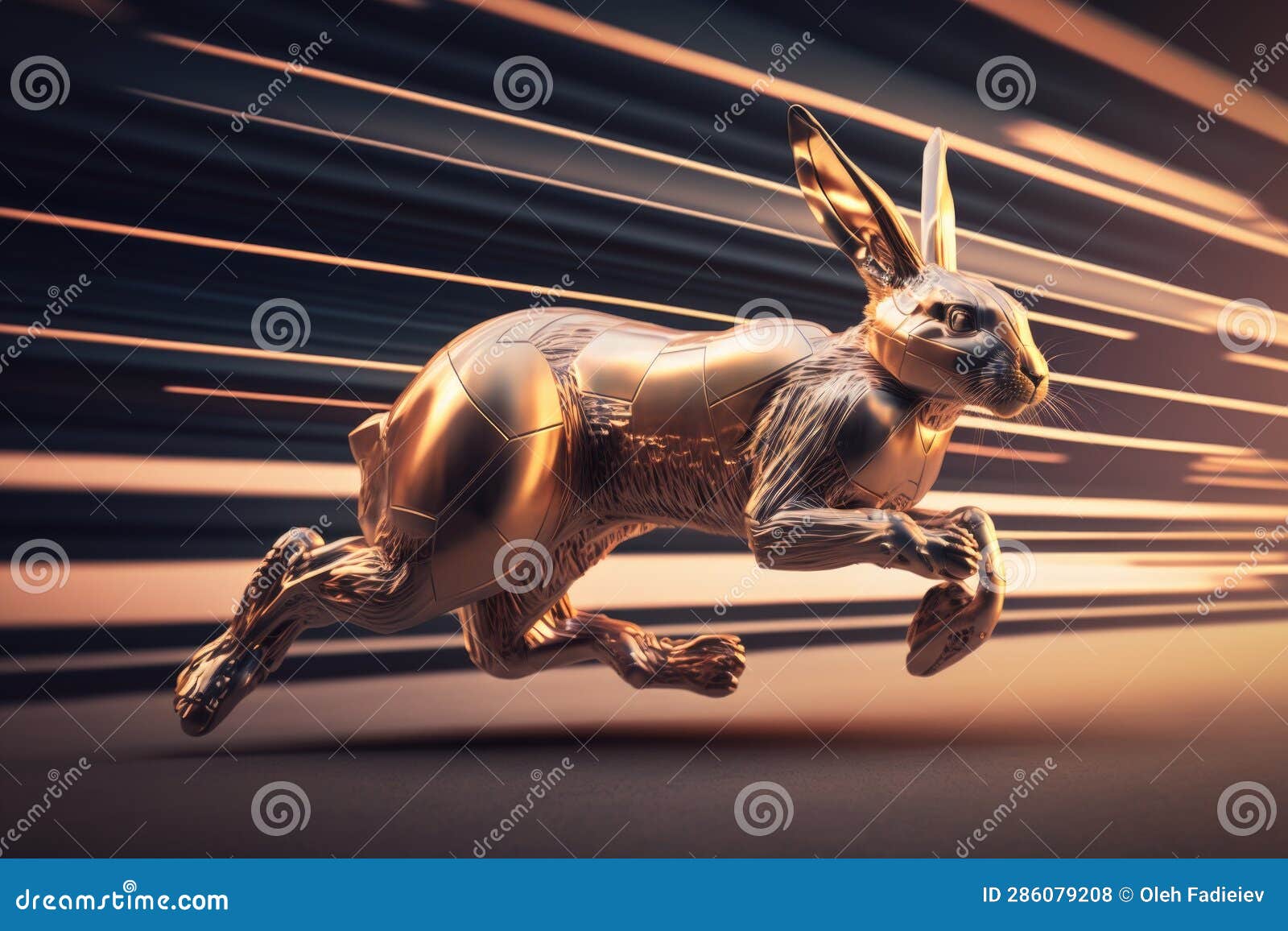 Golden Hare Running on a Light Background Stock Illustration ...