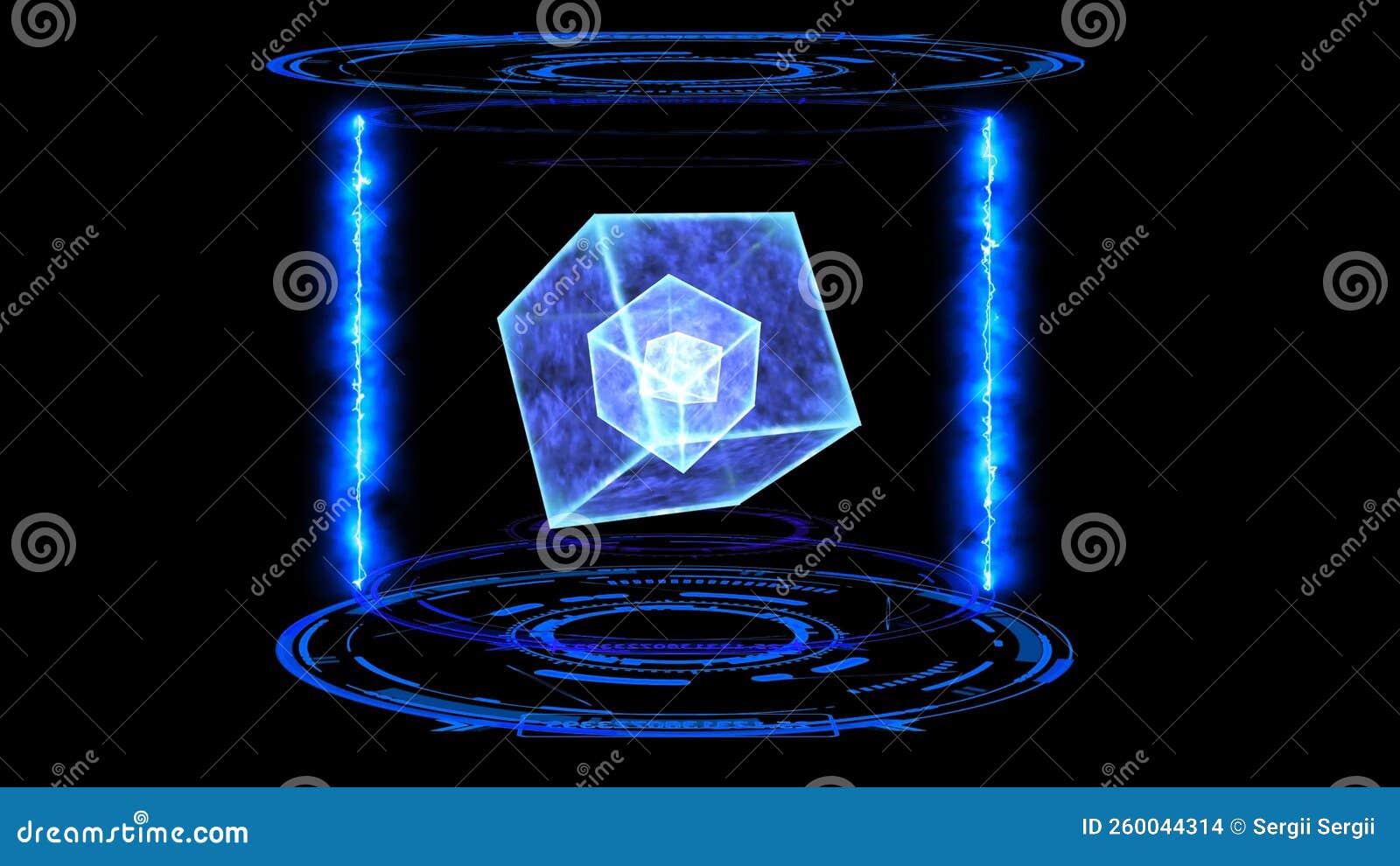 Futuristic Cube Empty Core Energy Surface Digital Laboratory Stock ...