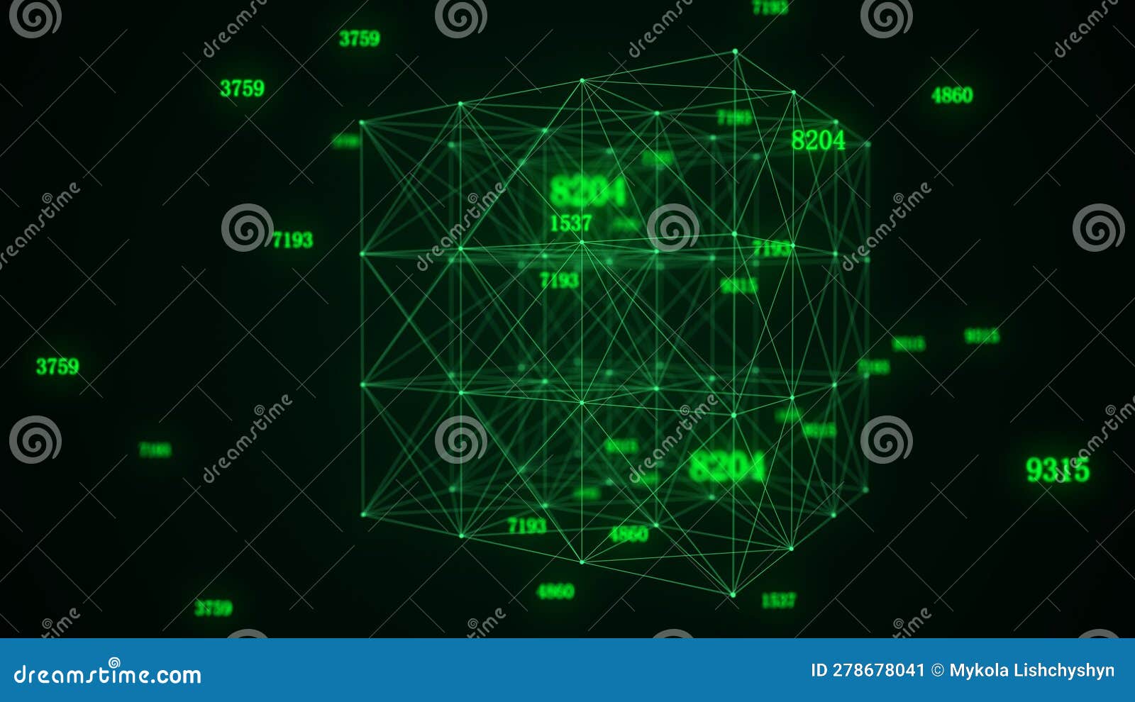 Futuristic Cube of Particles and Lines. Network Connection Big Data ...