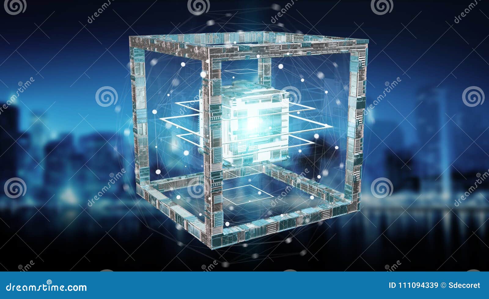 Futuristic Cube Technology Textured Object 3D Rendering Stock ...