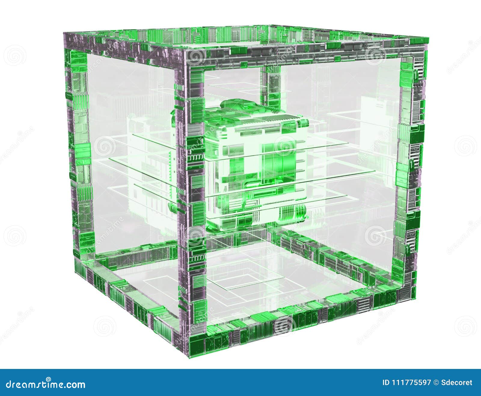 Futuristic Cube Technology Textured Object 3d Rendering Stock