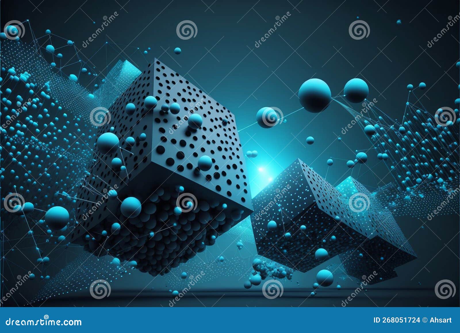 Futuristic Cube Technology Textured Object 3D Rendering Stock ...