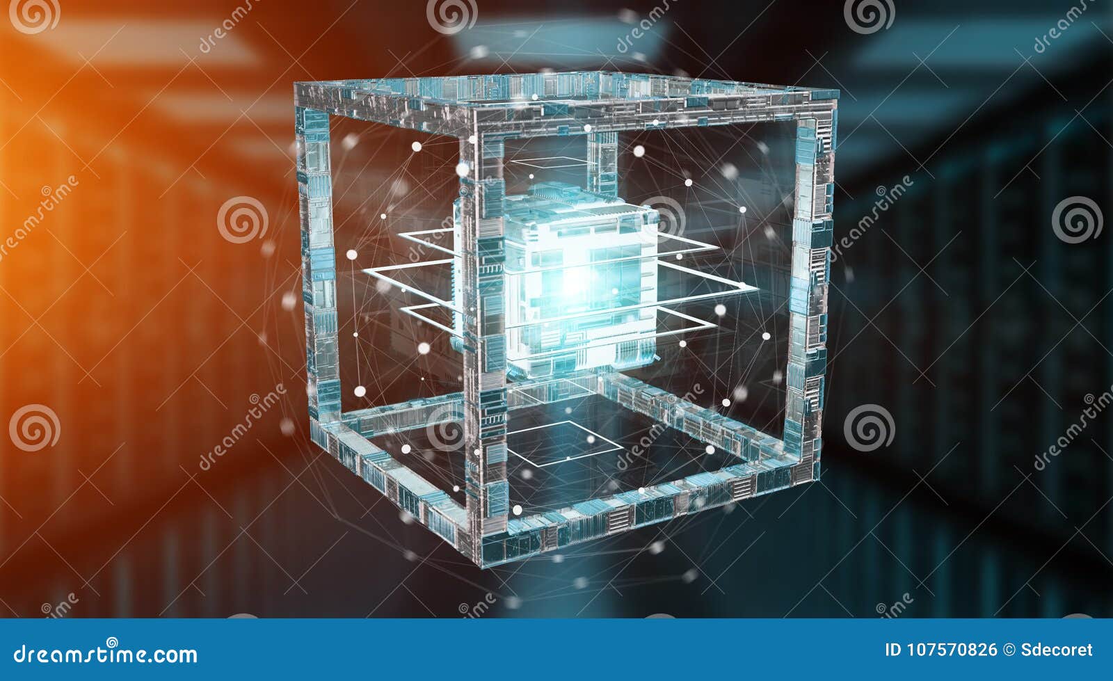 Futuristic Cube Technology Textured Object 3D Rendering Stock ...