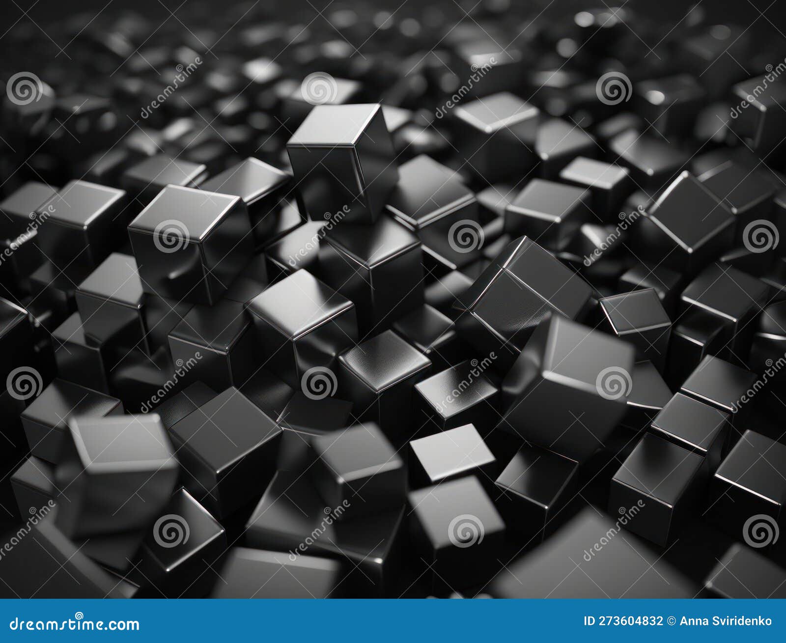 Futuristic Cubes Dark Black Background Abstract Geometric Mosaic Grid ...