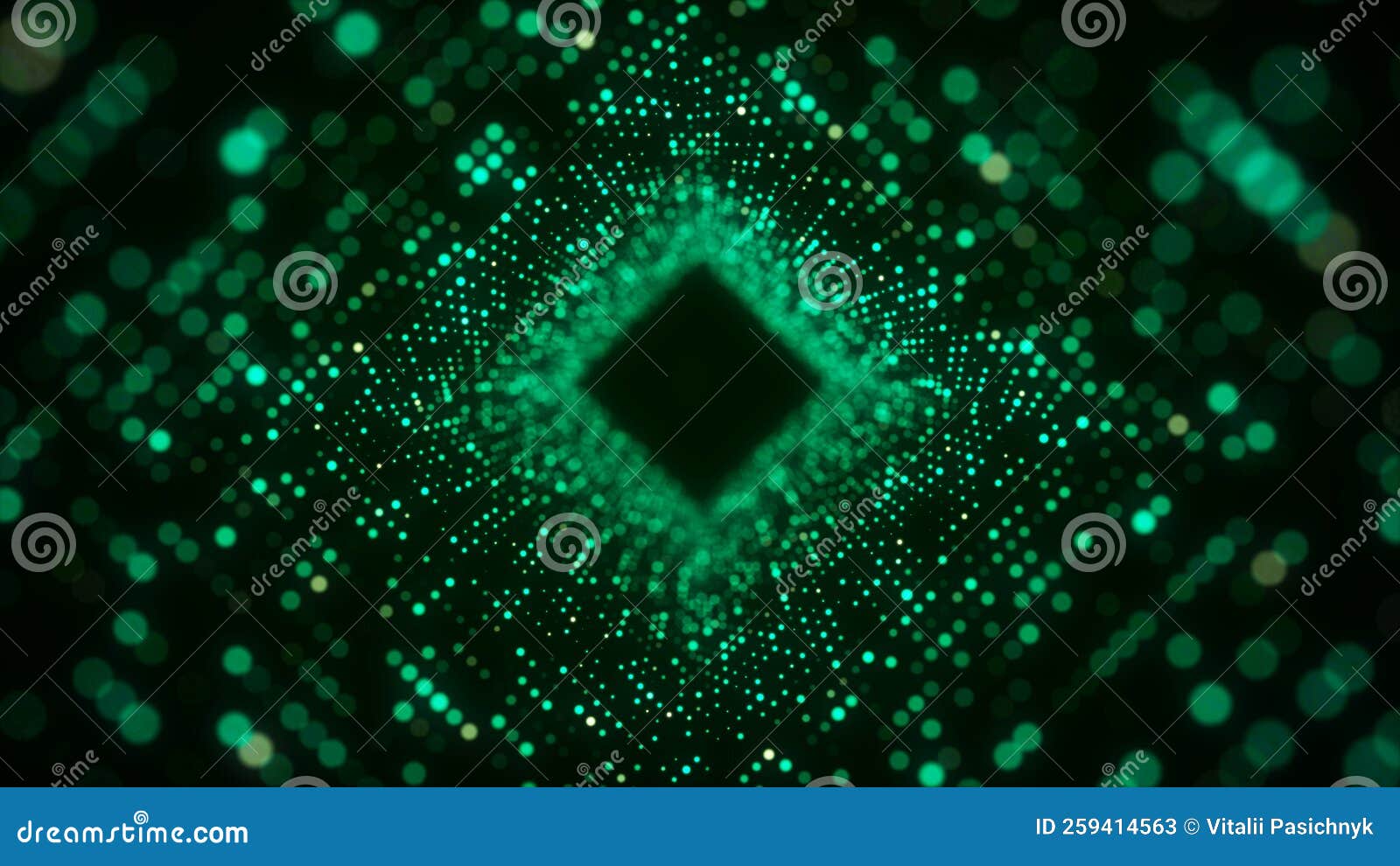 Futuristic Cubic Tunnel Consisting of a Flow of Particles in Cyberspace ...