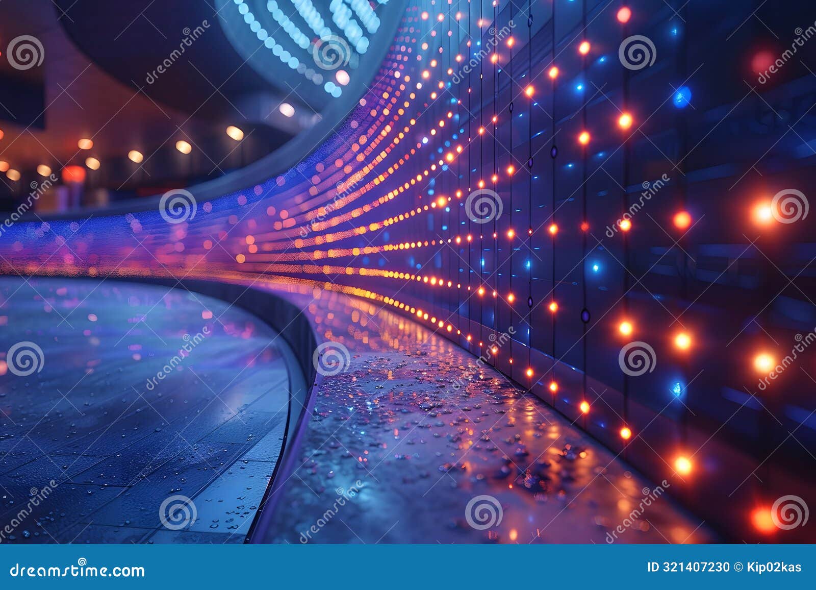 Futuristic Curved LED Light Display in Modern Urban Setting: Perfect ...