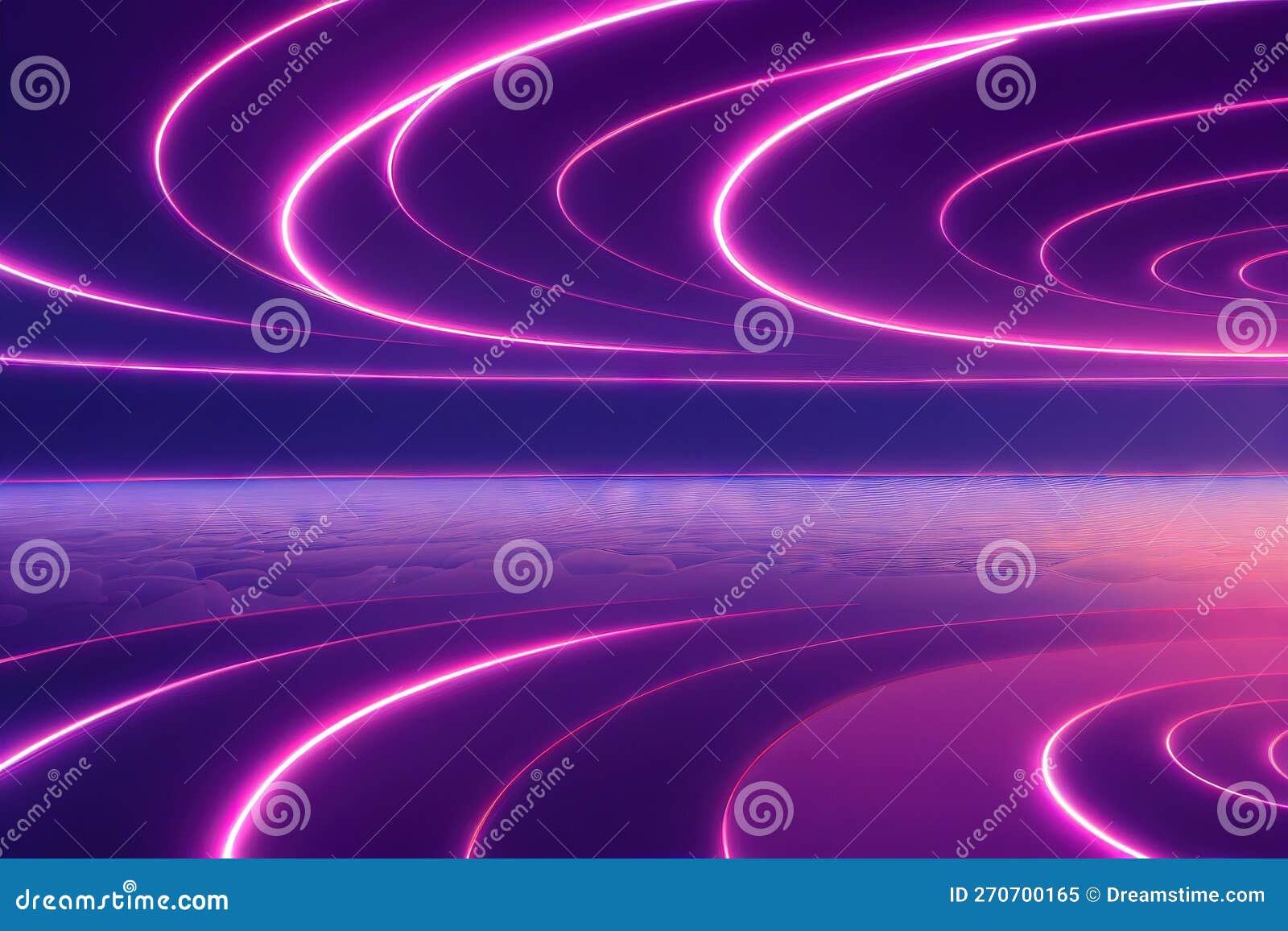 Futuristic Curved Lines 3d Render Neon Background in Pink Shade. Stock ...