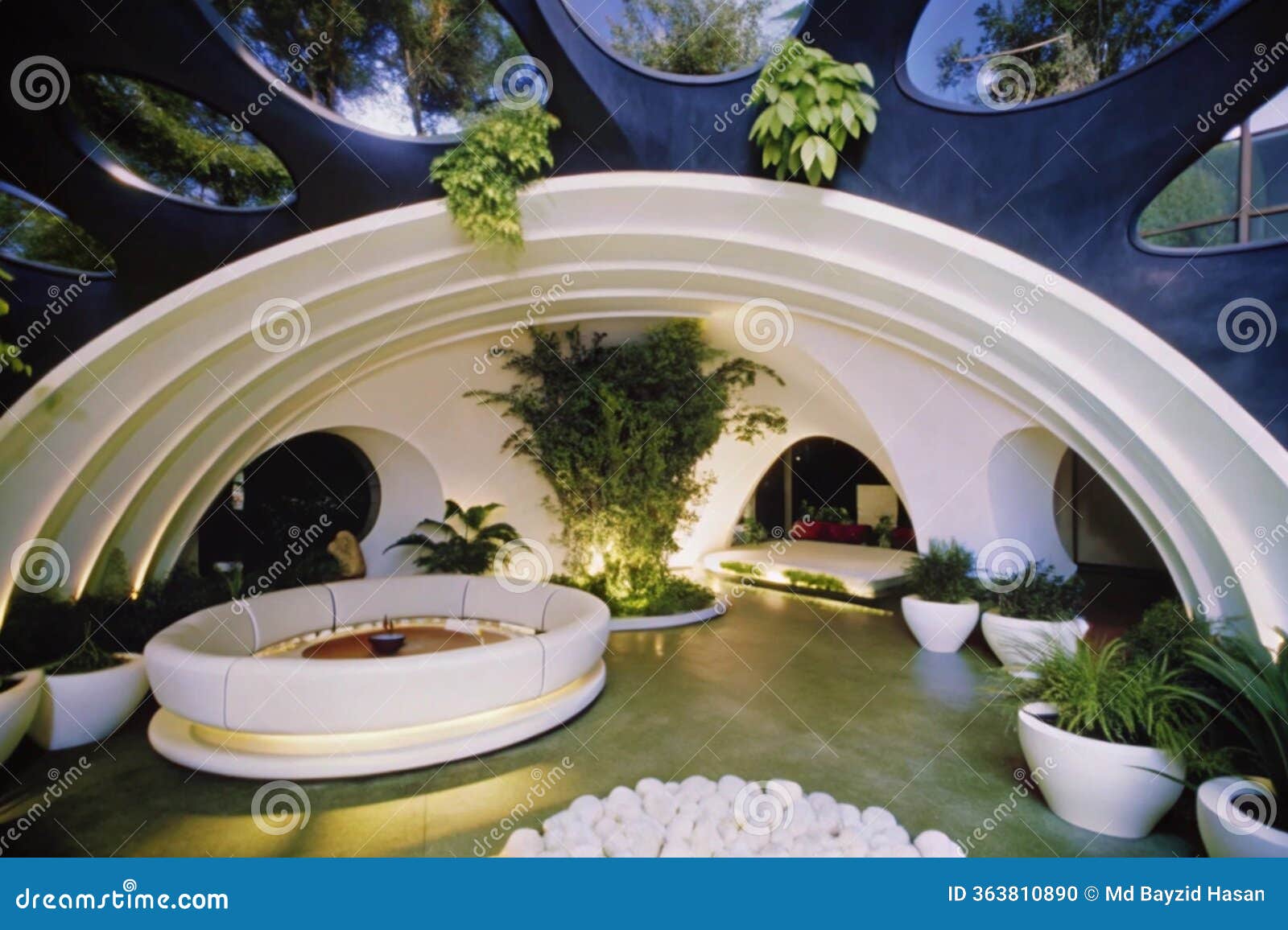 Futuristic Curvilinear Interior With Vaulted Ceiling Stock Photography ...