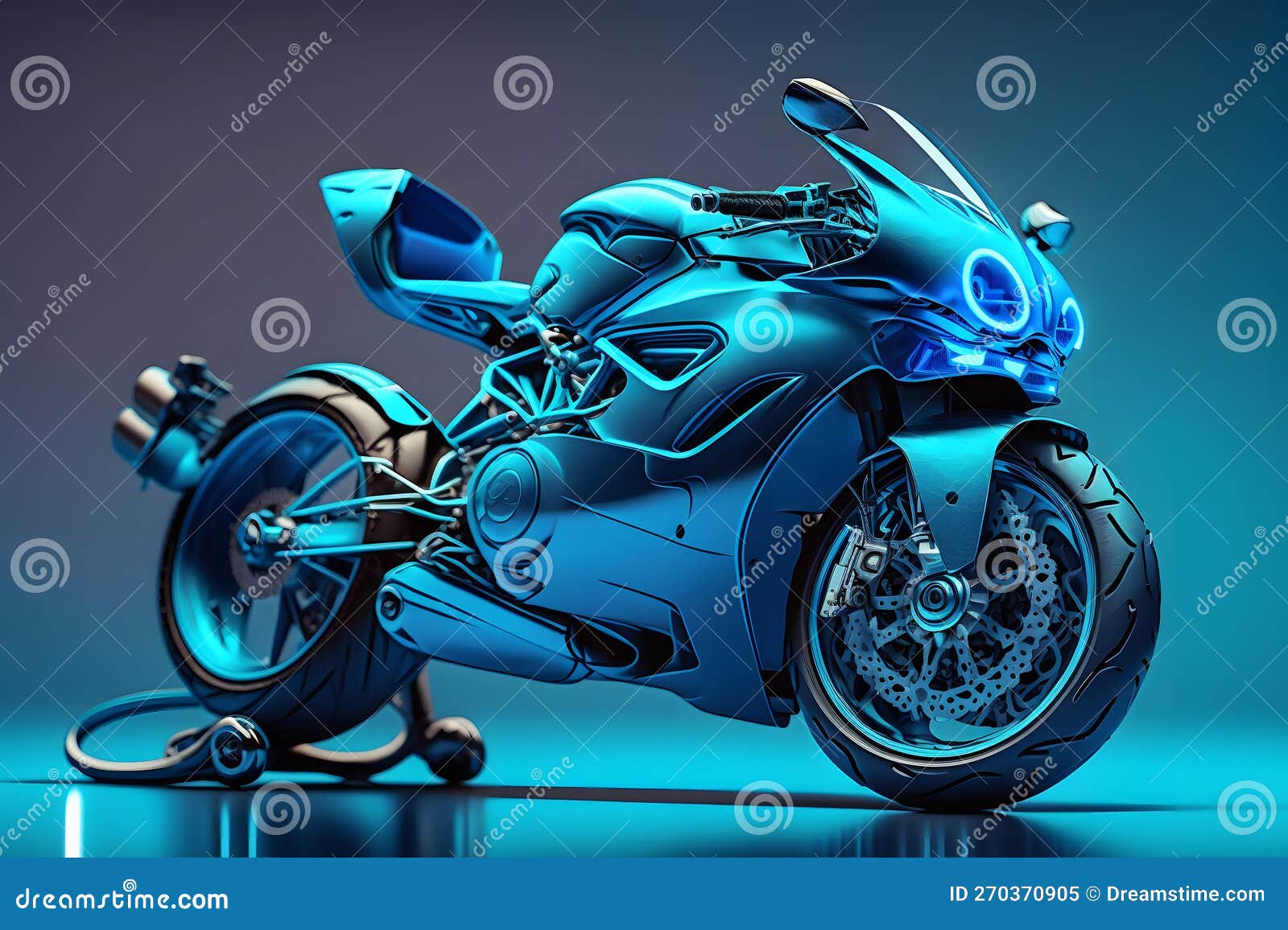 Futuristic Custom Angled Light Motorcycle Concept with Glowing Blue ...