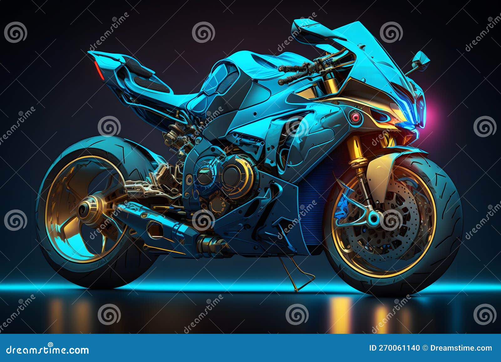 Futuristic Custom Angled Light Motorcycle Concept with Glowing Blue ...