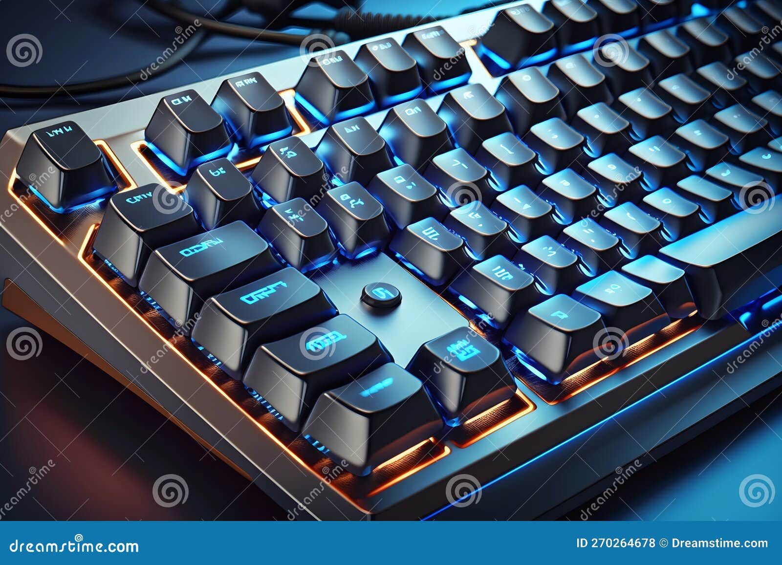 Futuristic Custom PC Keyboard Concept with Glowing Blue Tones. Neural ...