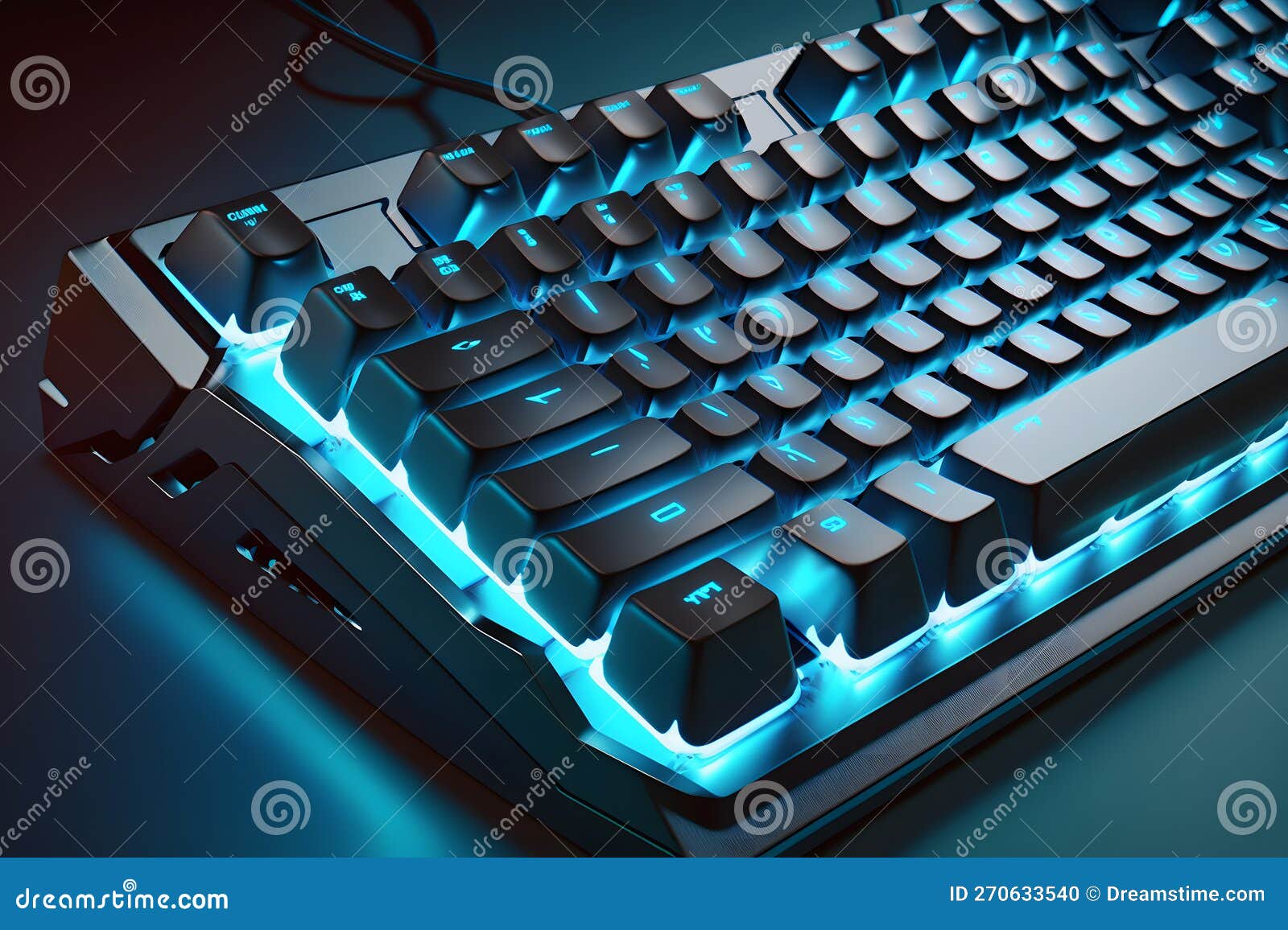 Futuristic Custom PC Keyboard Concept with Glowing Blue Tones. Neural ...