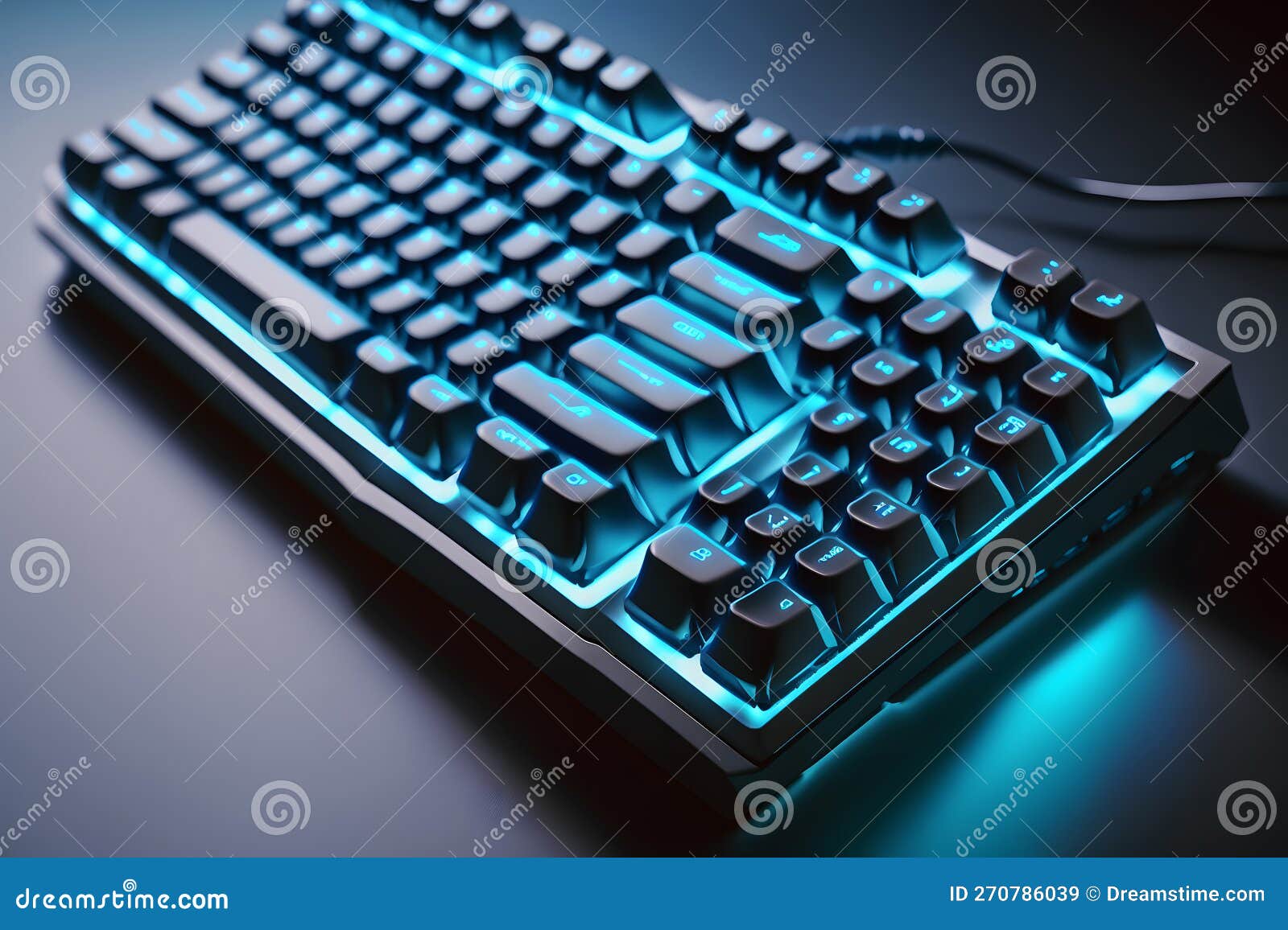Futuristic Custom PC Keyboard Concept with Glowing Blue Tones. Neural ...