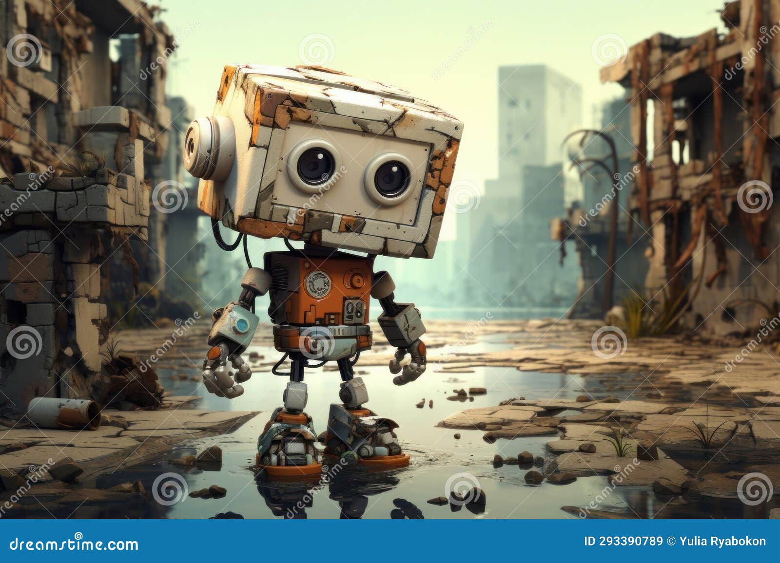Futuristic Cute Running Robot Illustration Cartoon Vector ...