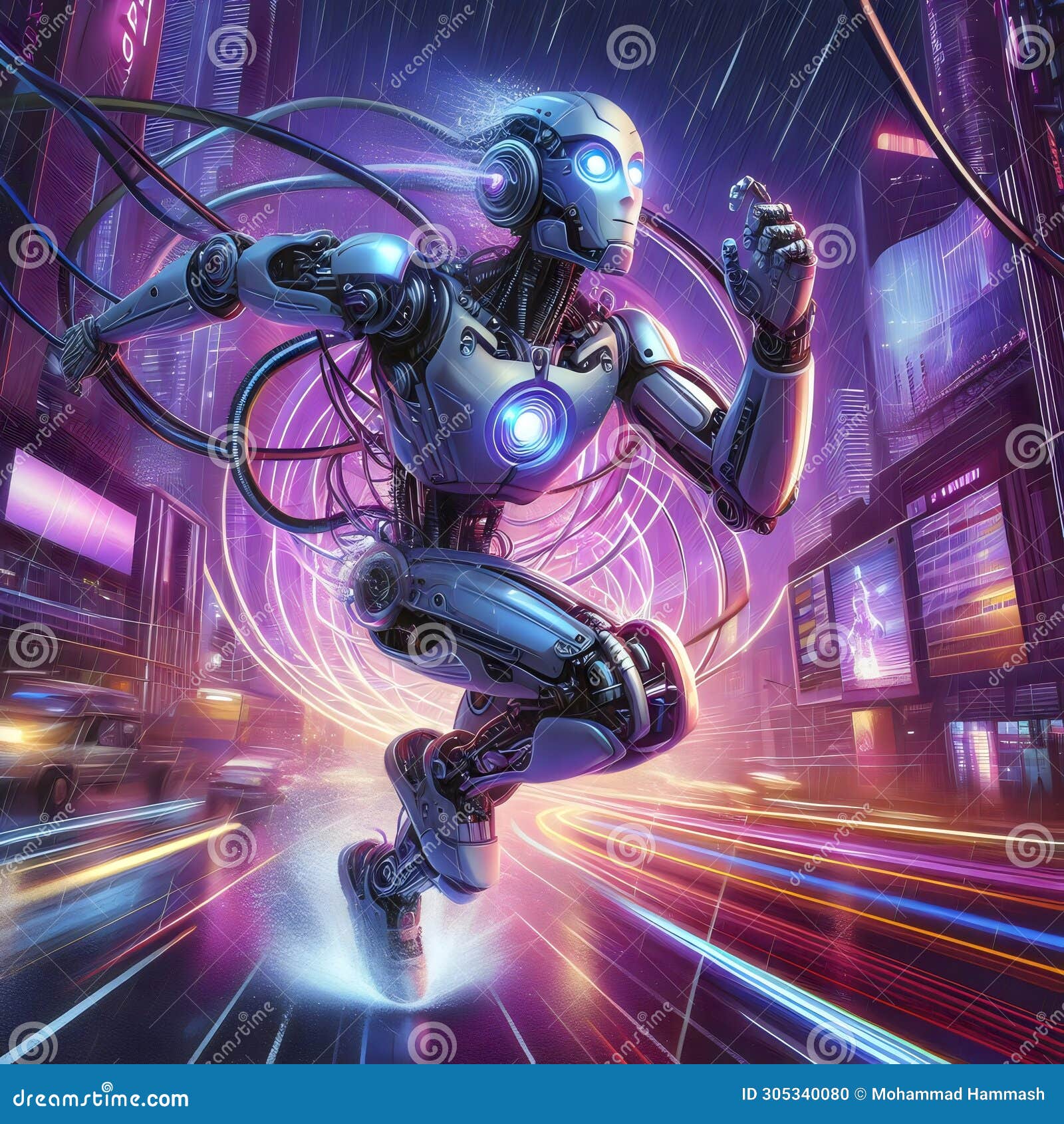 Futuristic Cute Running Robot Illustration Stock Illustration ...