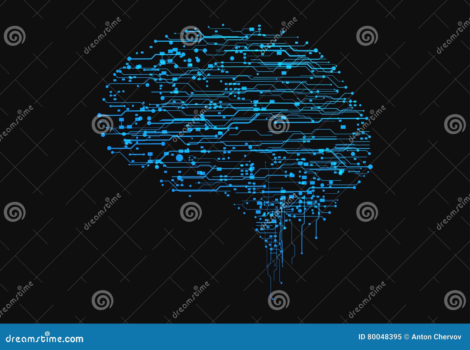 Futuristic cyber brain stock vector. Illustration of brain - 80048395