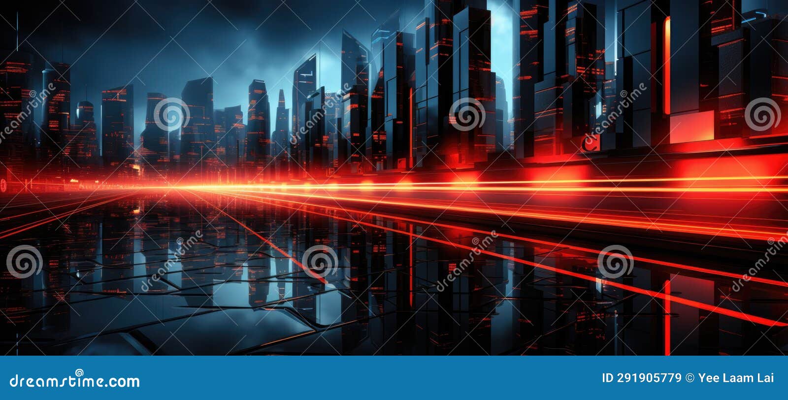 Futuristic Cyber Buildings Tech Concept, Ai Stock Illustration ...