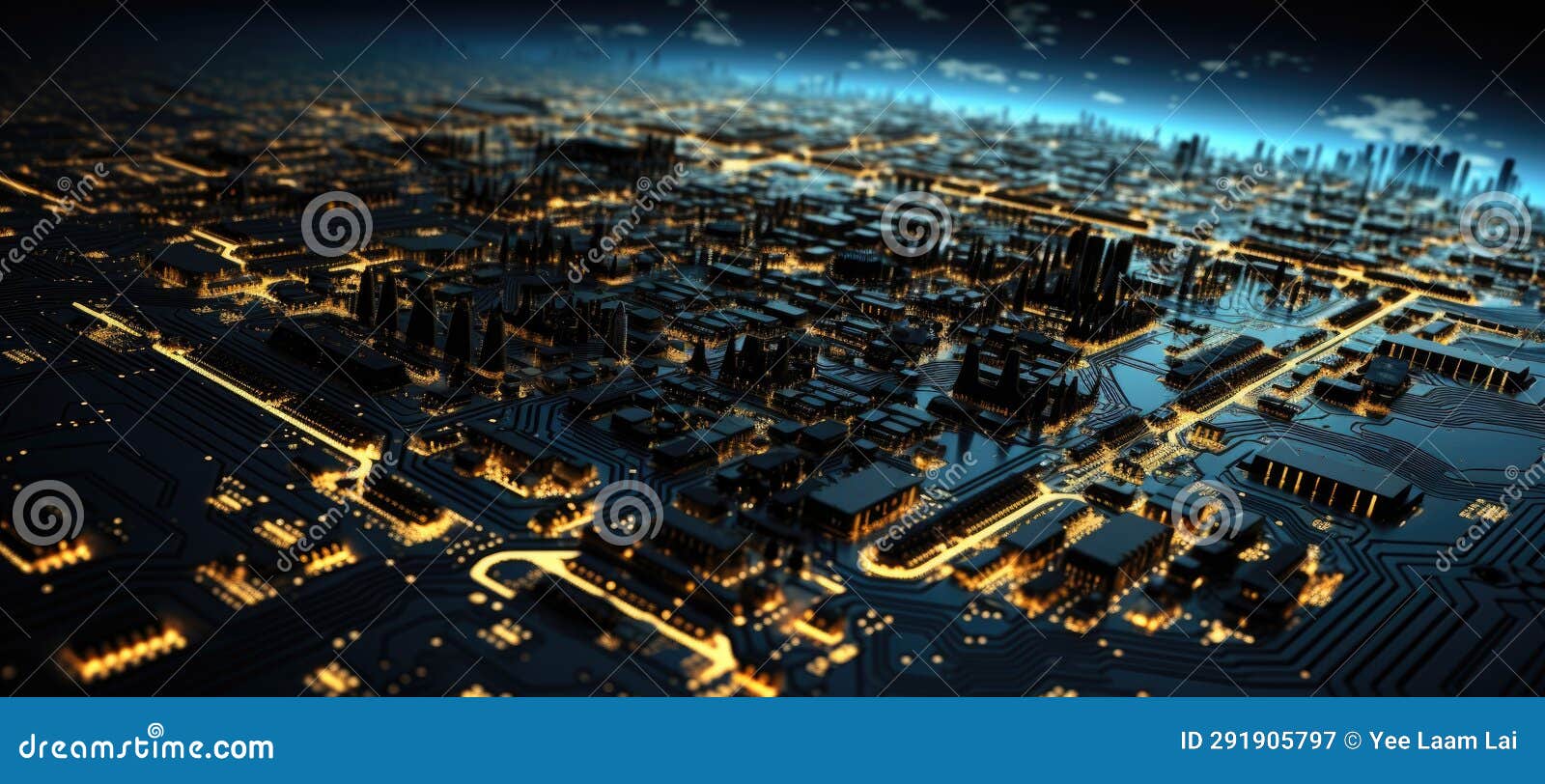 Futuristic Cyber Buildings Tech Concept, Ai Stock Illustration ...