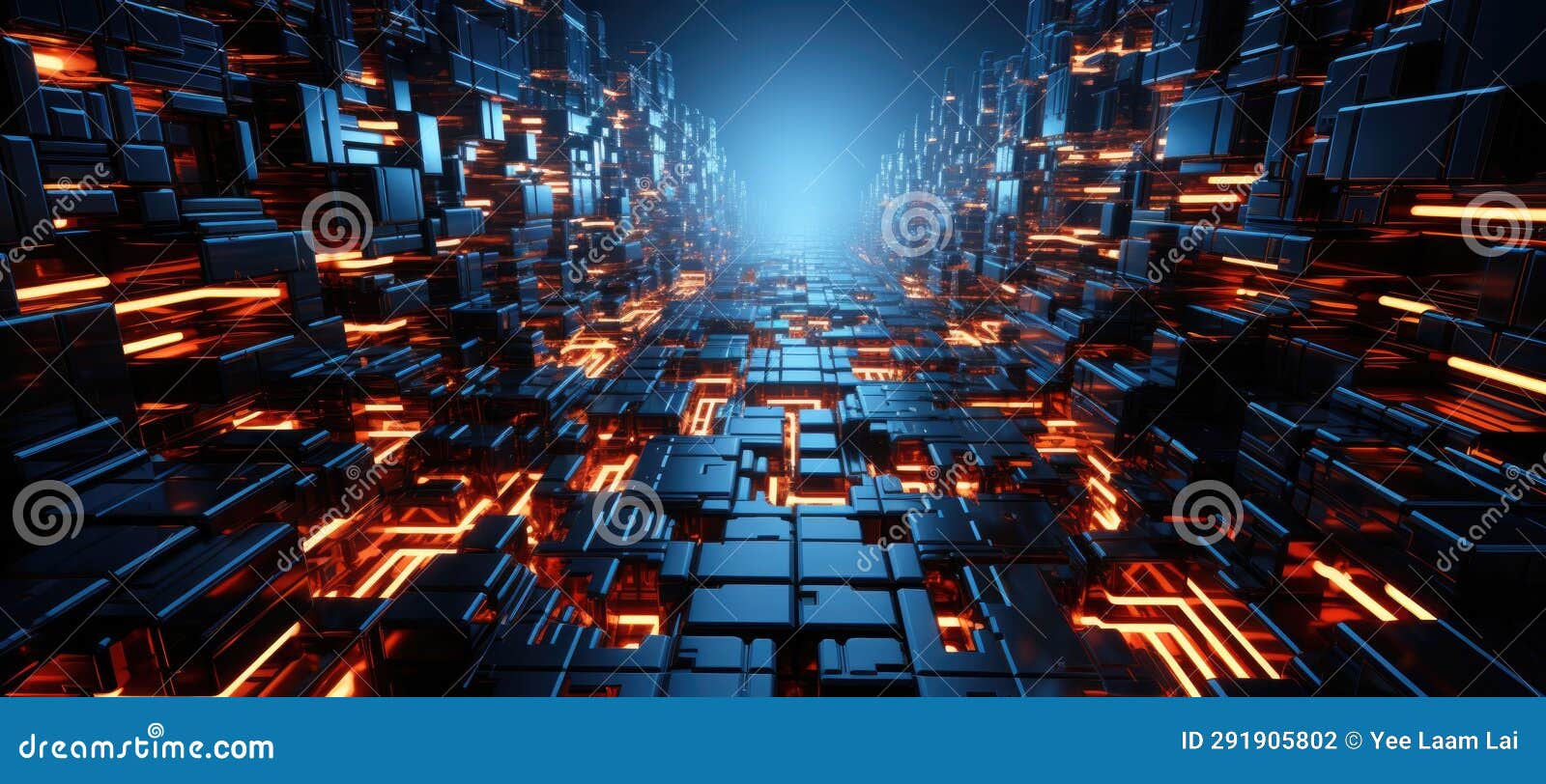 Futuristic Cyber Buildings Tech Concept, Ai Stock Illustration ...