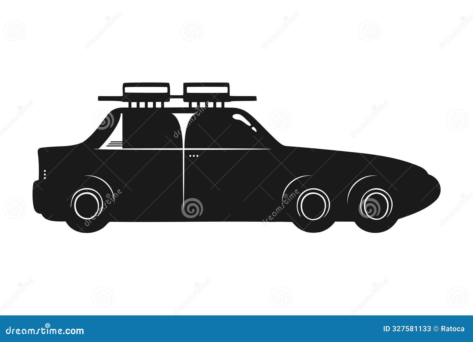 Futuristic Cyber Car with Three Road Wheels Stock Vector - Illustration ...