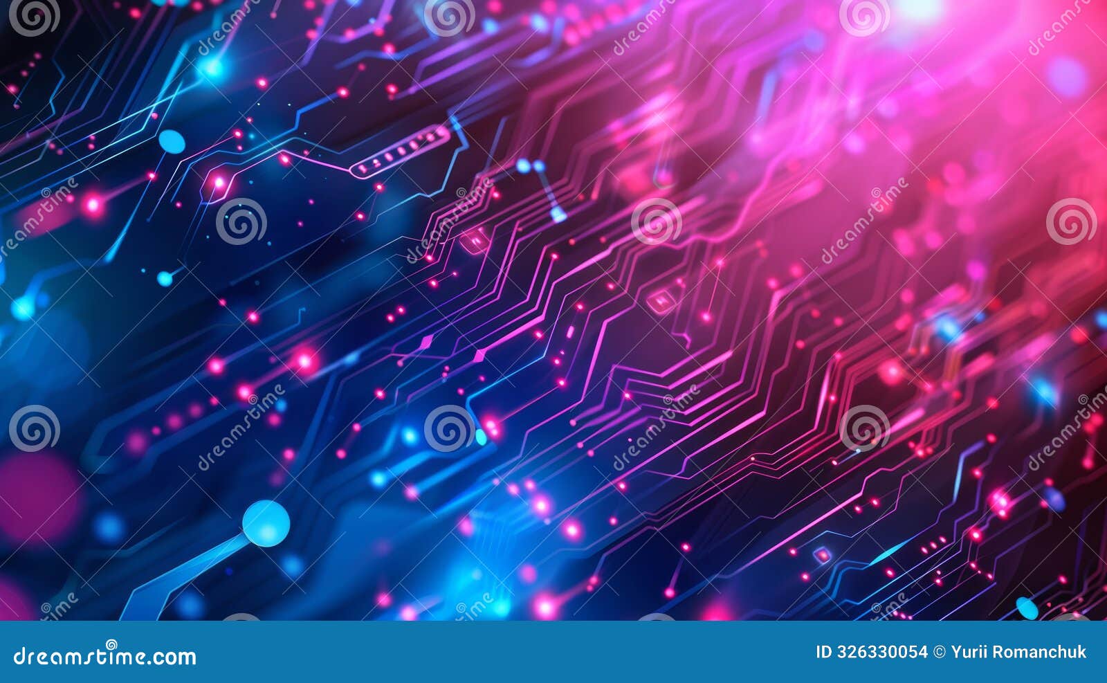 Futuristic Cyber Circuit Tech in Blue Pink Tones Ai, Big Data, Internet ...