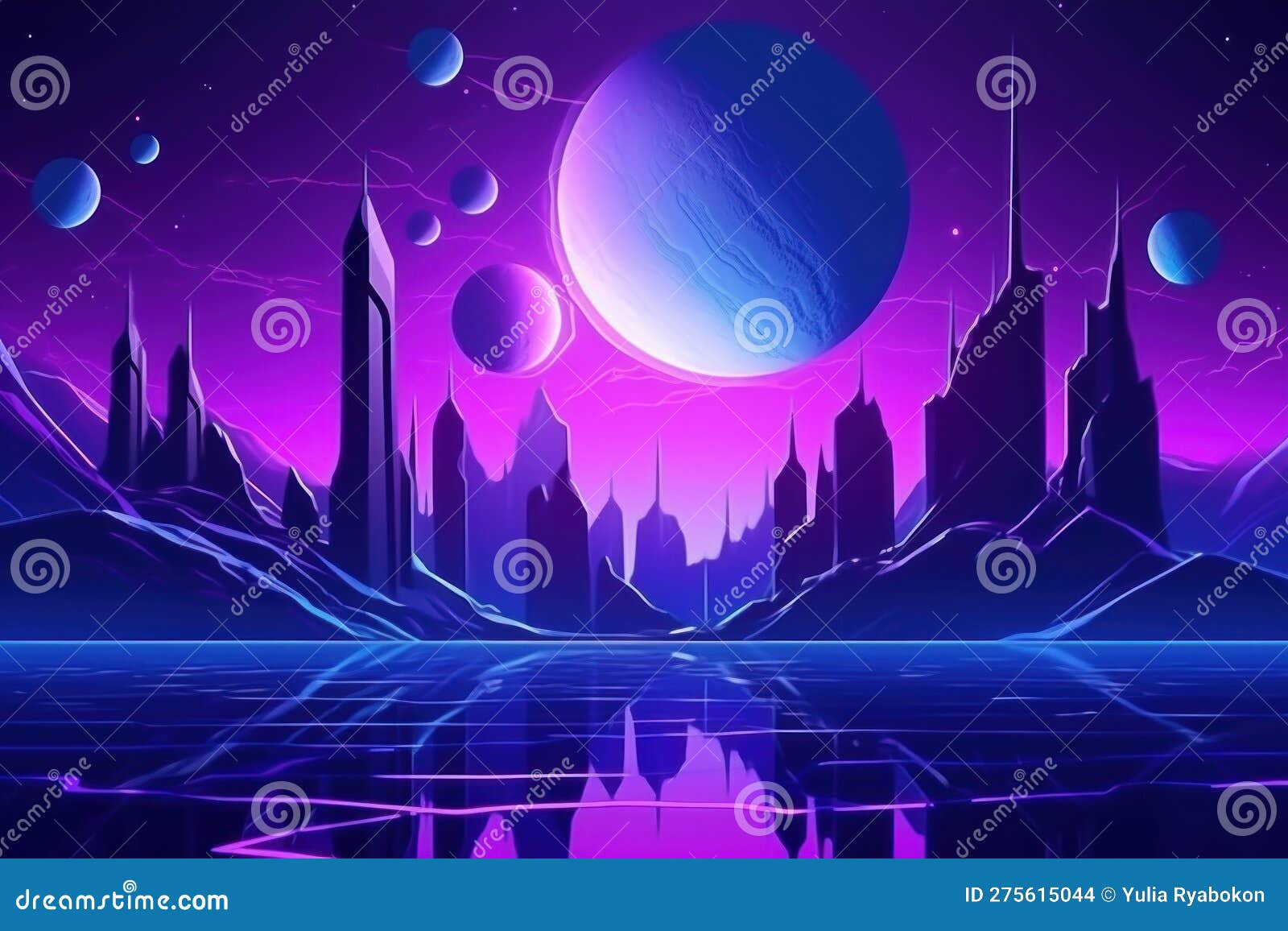 Futuristic Cyber City. Generate Ai Stock Illustration - Illustration of ...