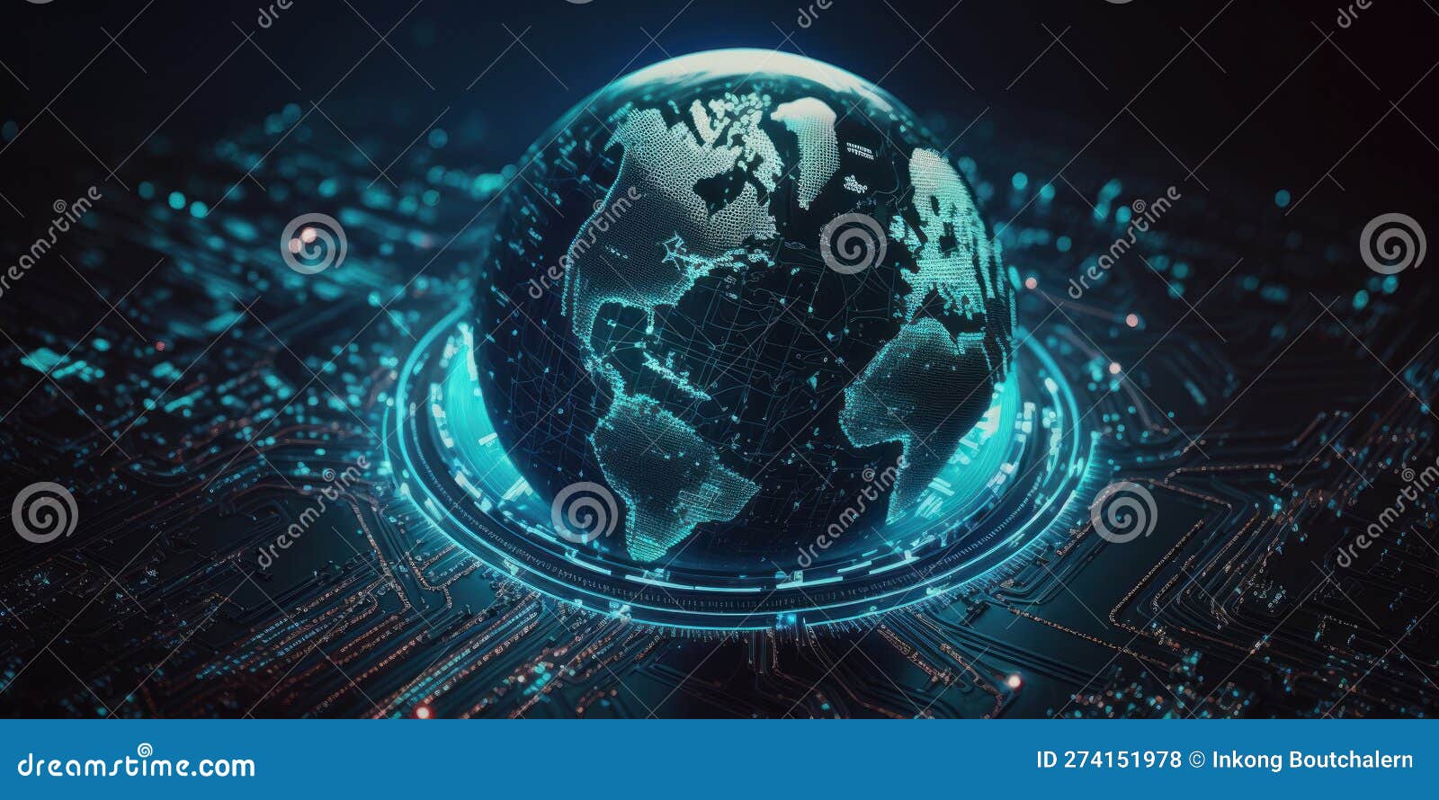 Futuristic Cyber Earth Background, Digital World and Global Network ...