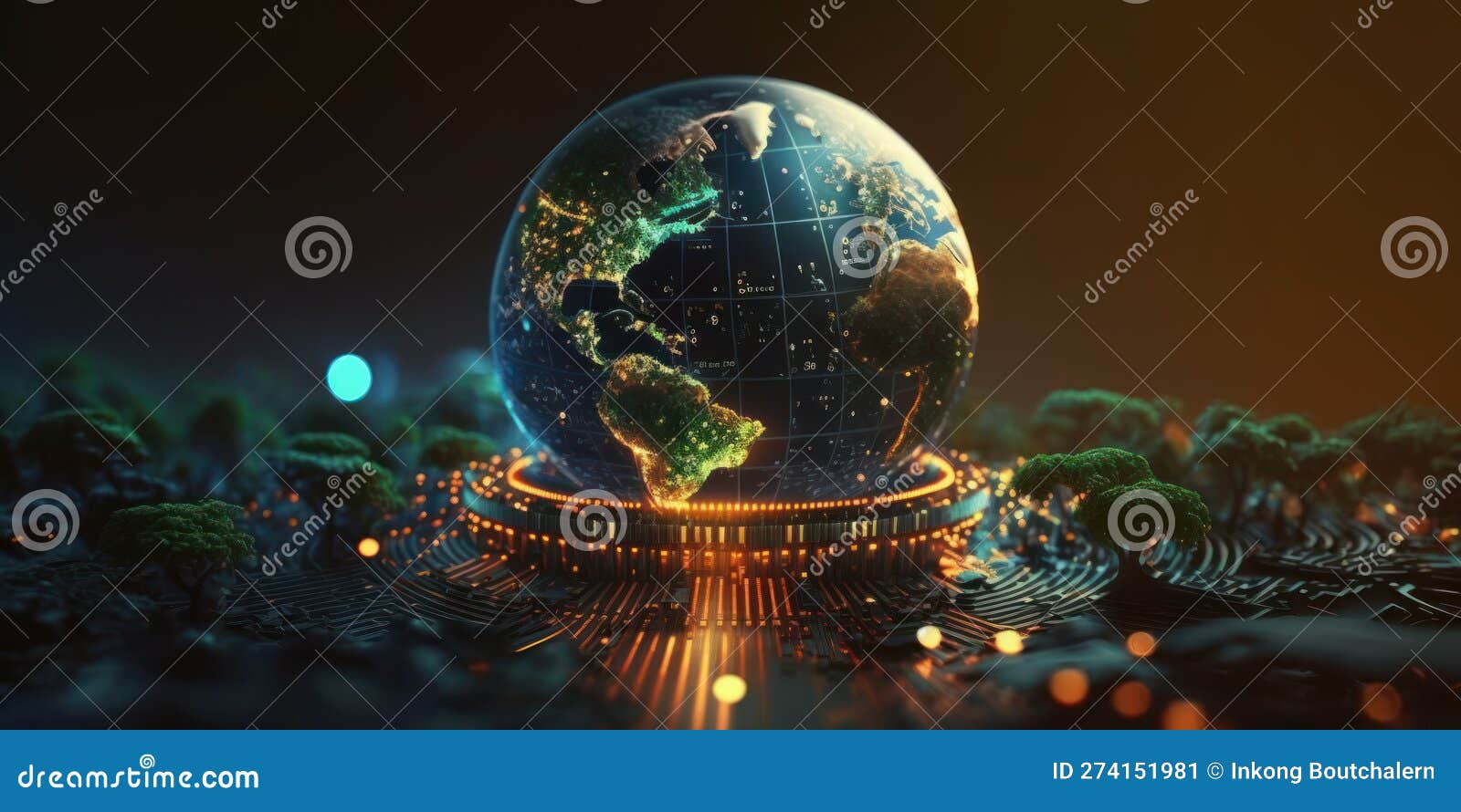 Futuristic Cyber Earth Background, Digital World and Global Network ...