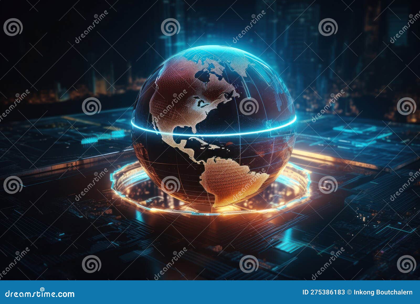 Futuristic Cyber Earth Background, Digital World and Global Network ...