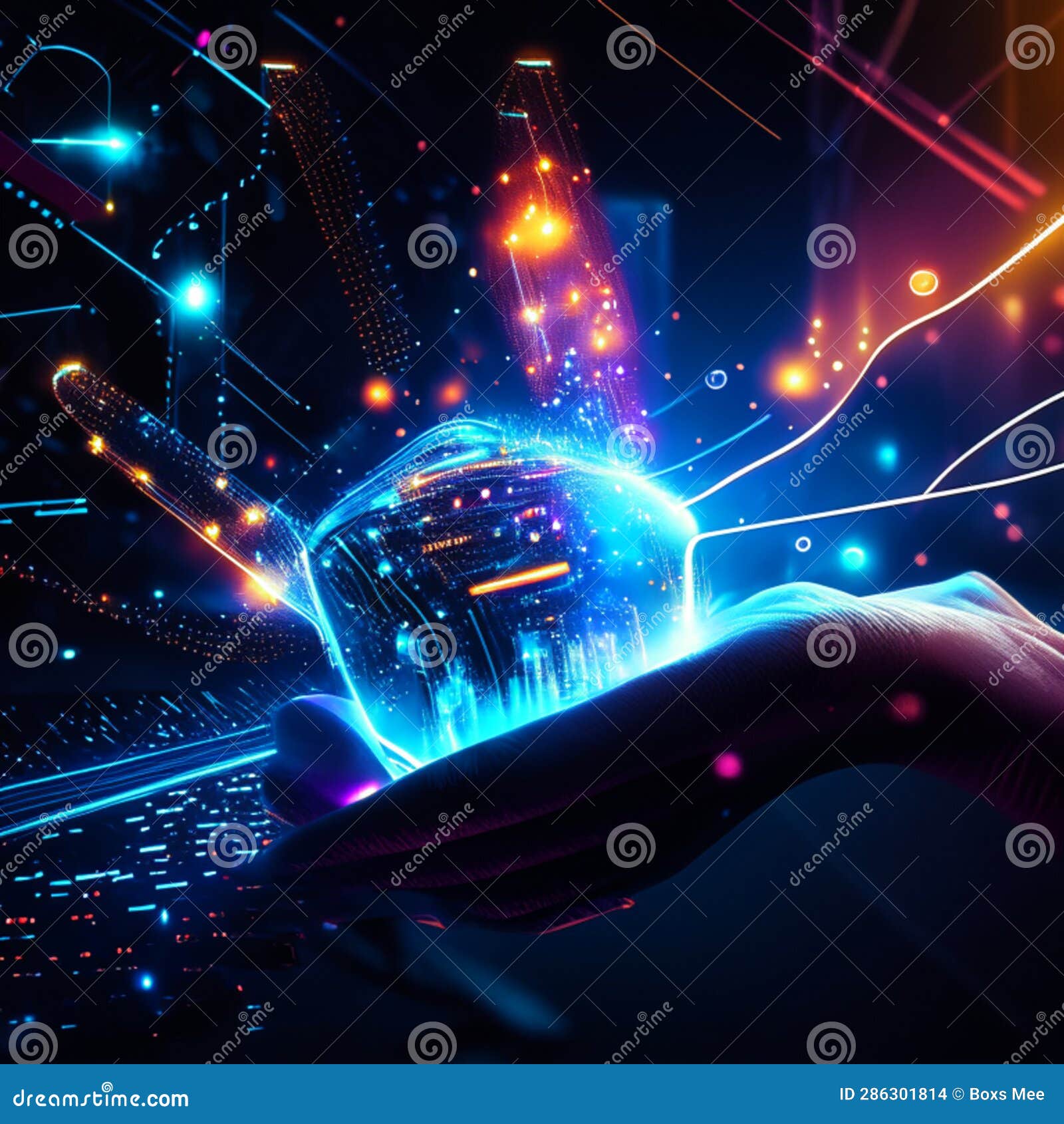 Futuristic Cyber Globe in Front of a Futuristic Background. 3d ...