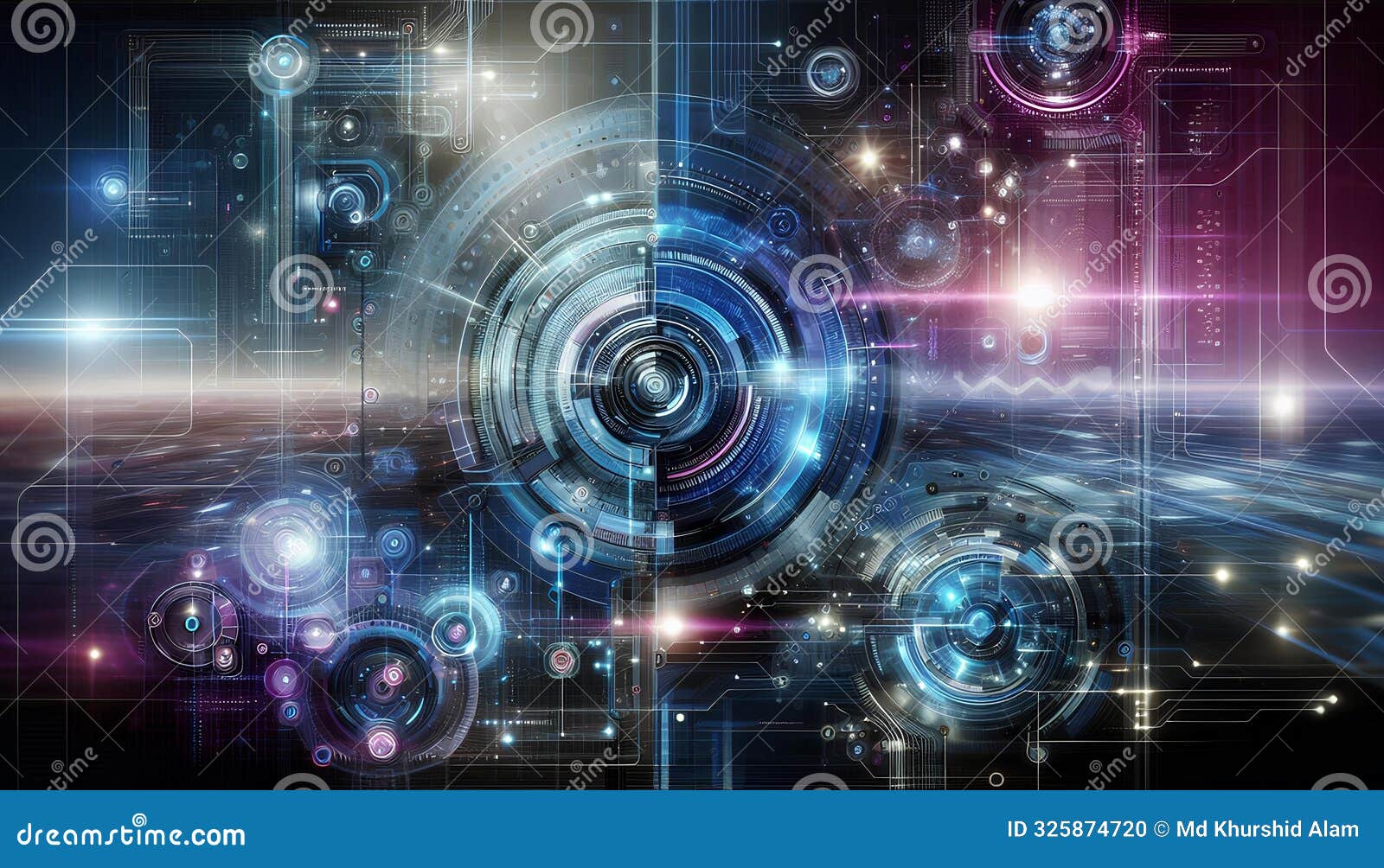 Futuristic Cyber Interface with Advanced Circuitry and Glowing Elements ...