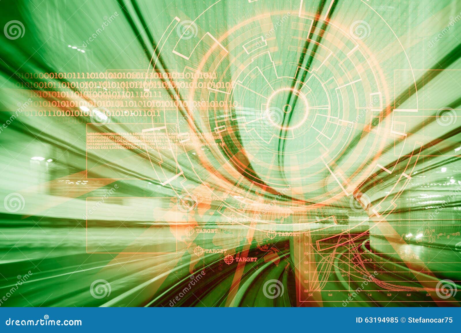 Futuristic Cyber Laser Target on a Green Speed Concept Stock Image ...