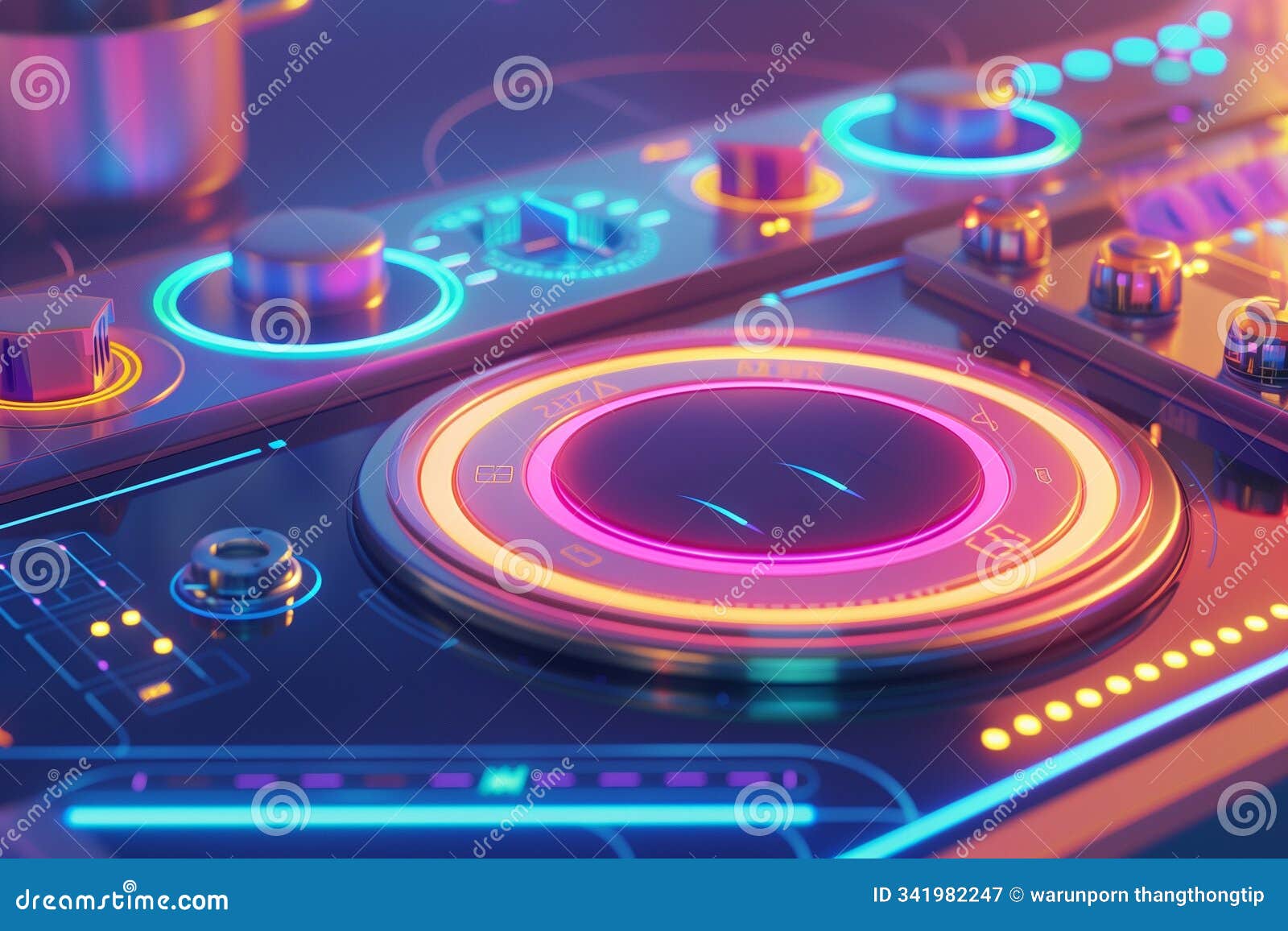 Futuristic Cyber Punk Smart Stove Glowing with Vibrant Control Panel ...