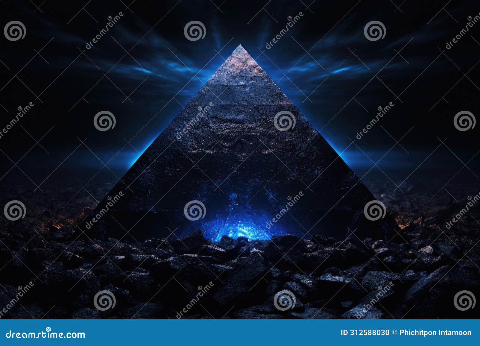 Futuristic Cyber Pyramid Neon. Mesh Element Stock Photo - Image of ...