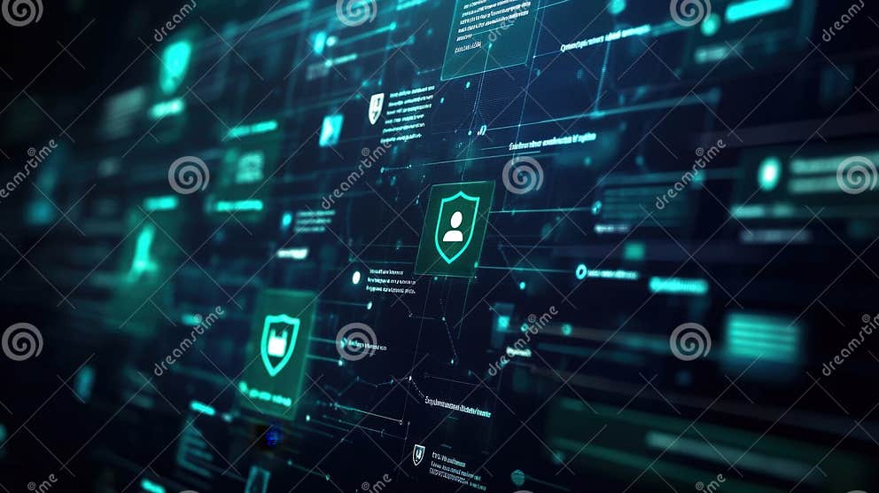Futuristic Cyber Security Interface Protecting User Data and Privacy Stock Image - Image of ...