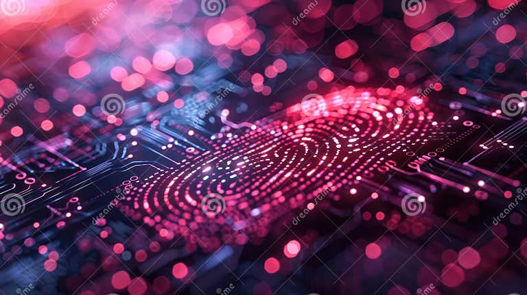 Futuristic Cyber Security System with Fingerprint Technology on Neon ...